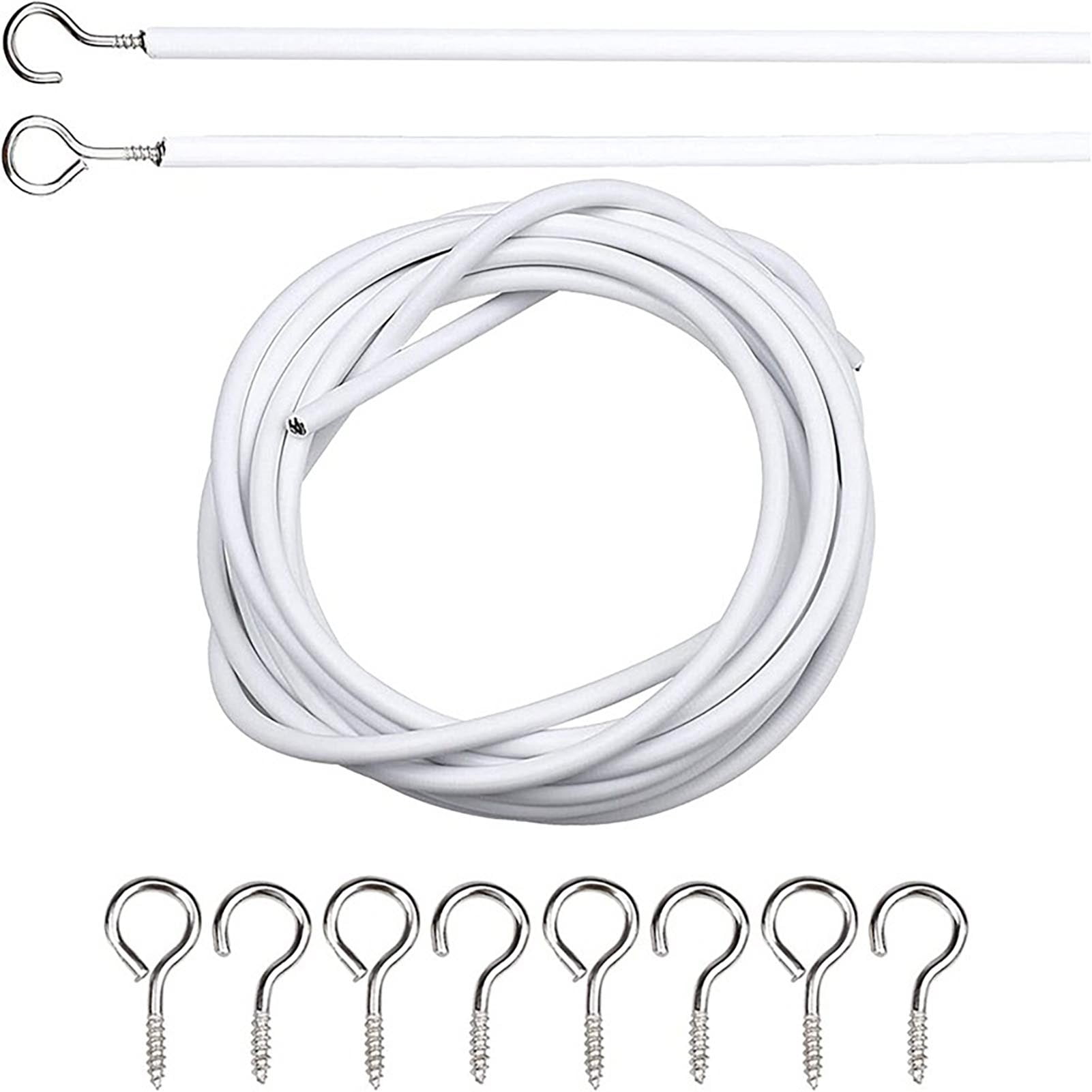 Washranp 78.74"White Curtain Spring Wire Hanging Cord with Self ...
