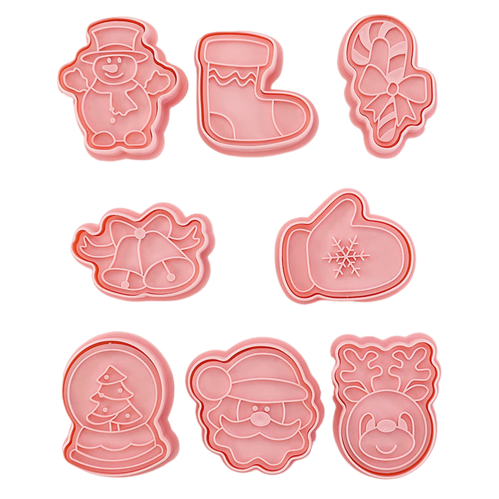 Washranp 8Pcs Christmas Cookie Cutters,Plastic Xmas Cookie Plunger Mold ...