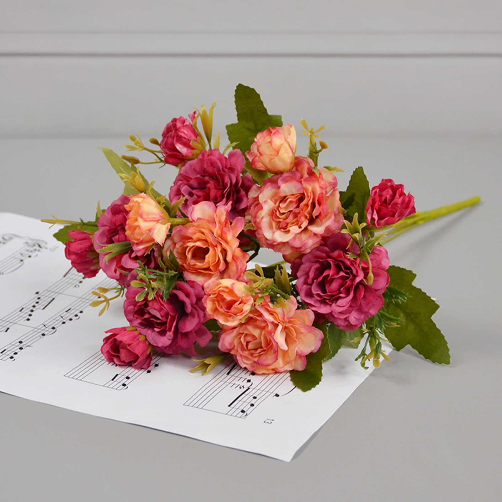 Washranp Artificial Flower with Stems and Leaf,Silk Multiple Forks ...