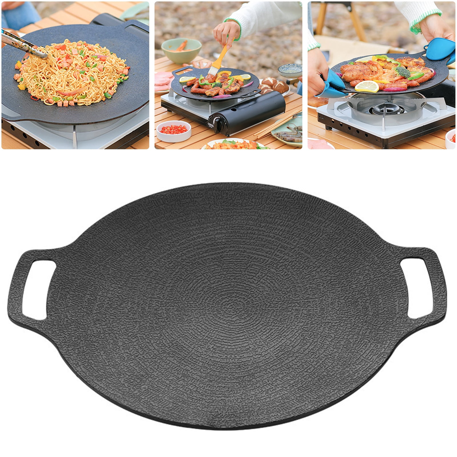 Washranp BBQ Grill Pan,Round Non-stick Heat Resistance Iron Griddle for ...