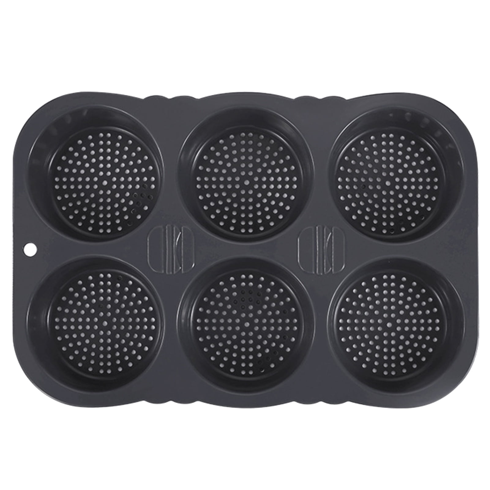Washranp Silicone 6-Cavity Burger Bread Mold, Perforated Round Bun Pan ...