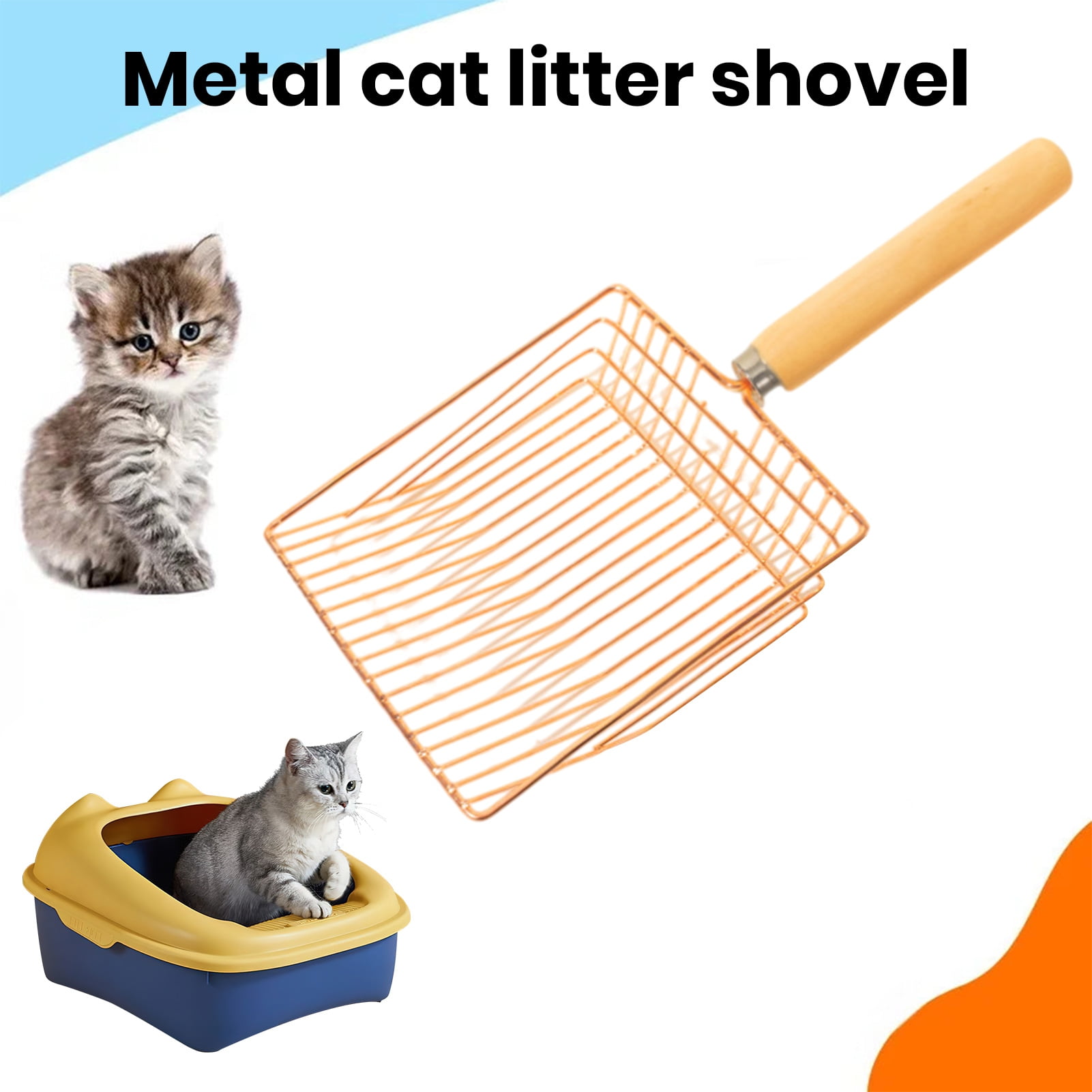 Washranp Cat Litter Scoop,Large Stainless Steel Cat Sifter with Wooden ...