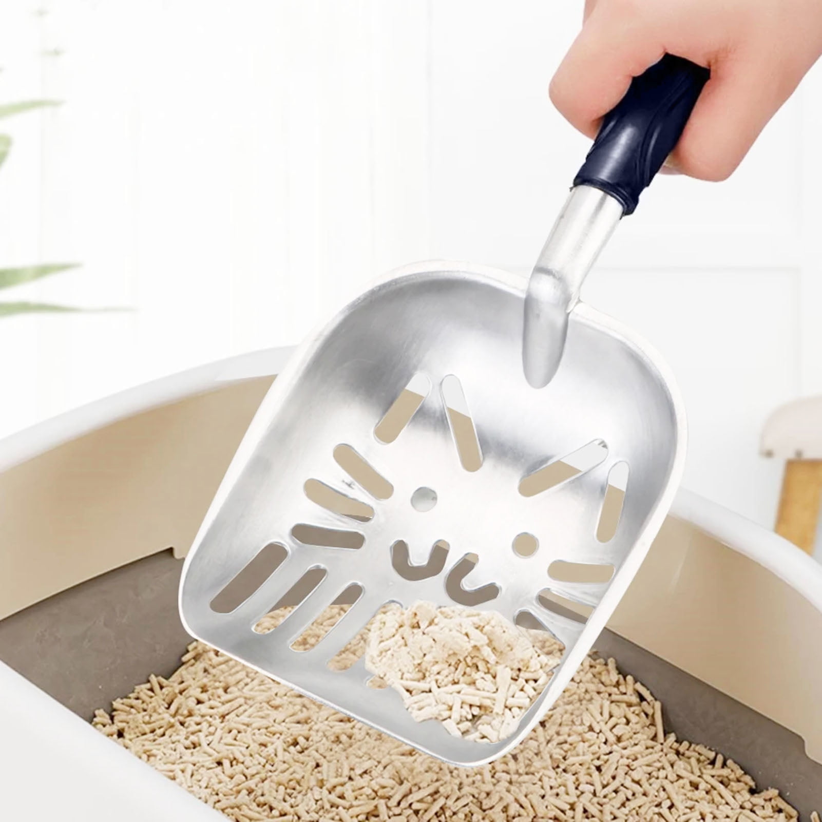Washranp Cat Litter Scoop,Stainless Steel Mesh Scooper with Long Handle ...