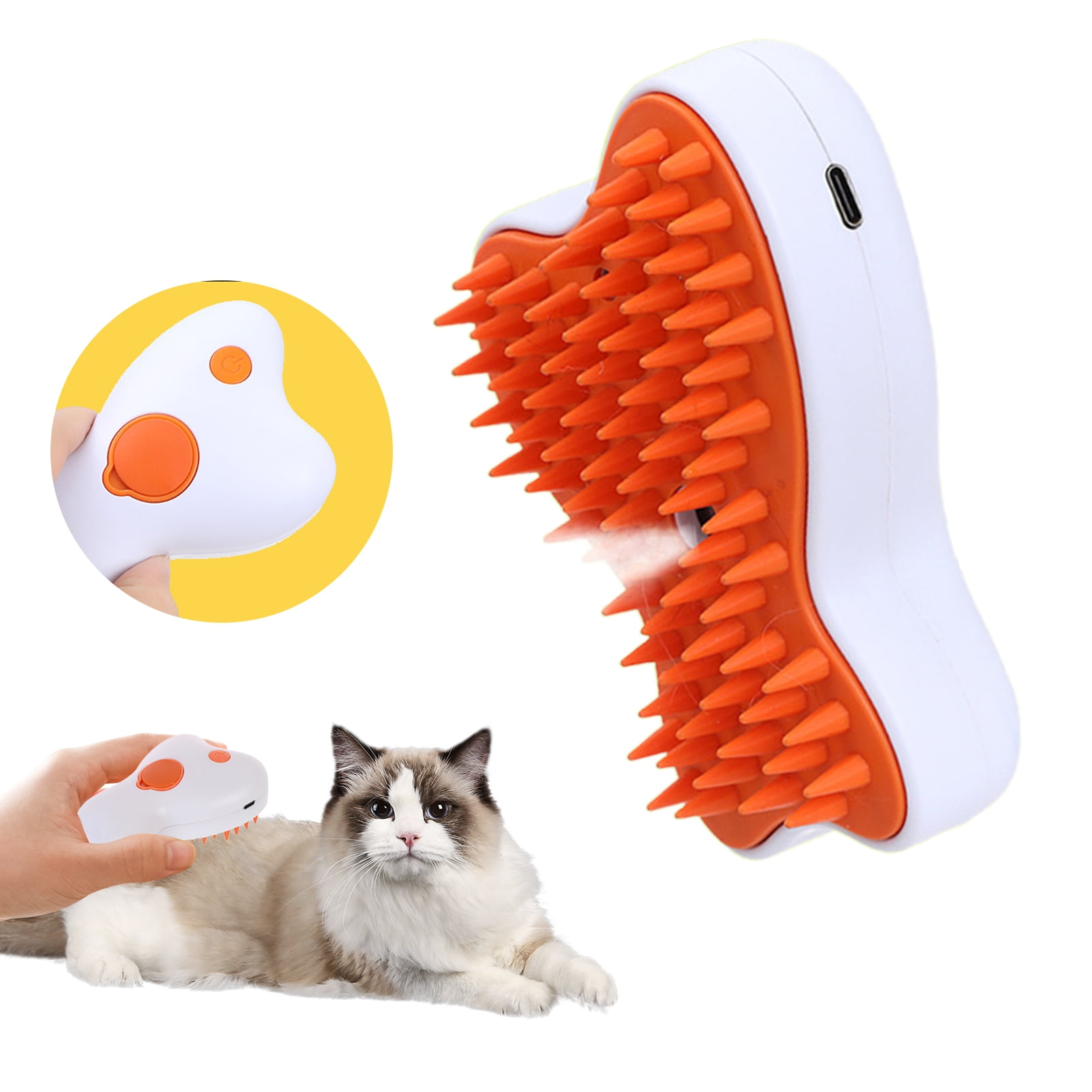 Washranp Cat Steam Brush,Rechargeable Self-Cleaning Steam Cat Brush ...