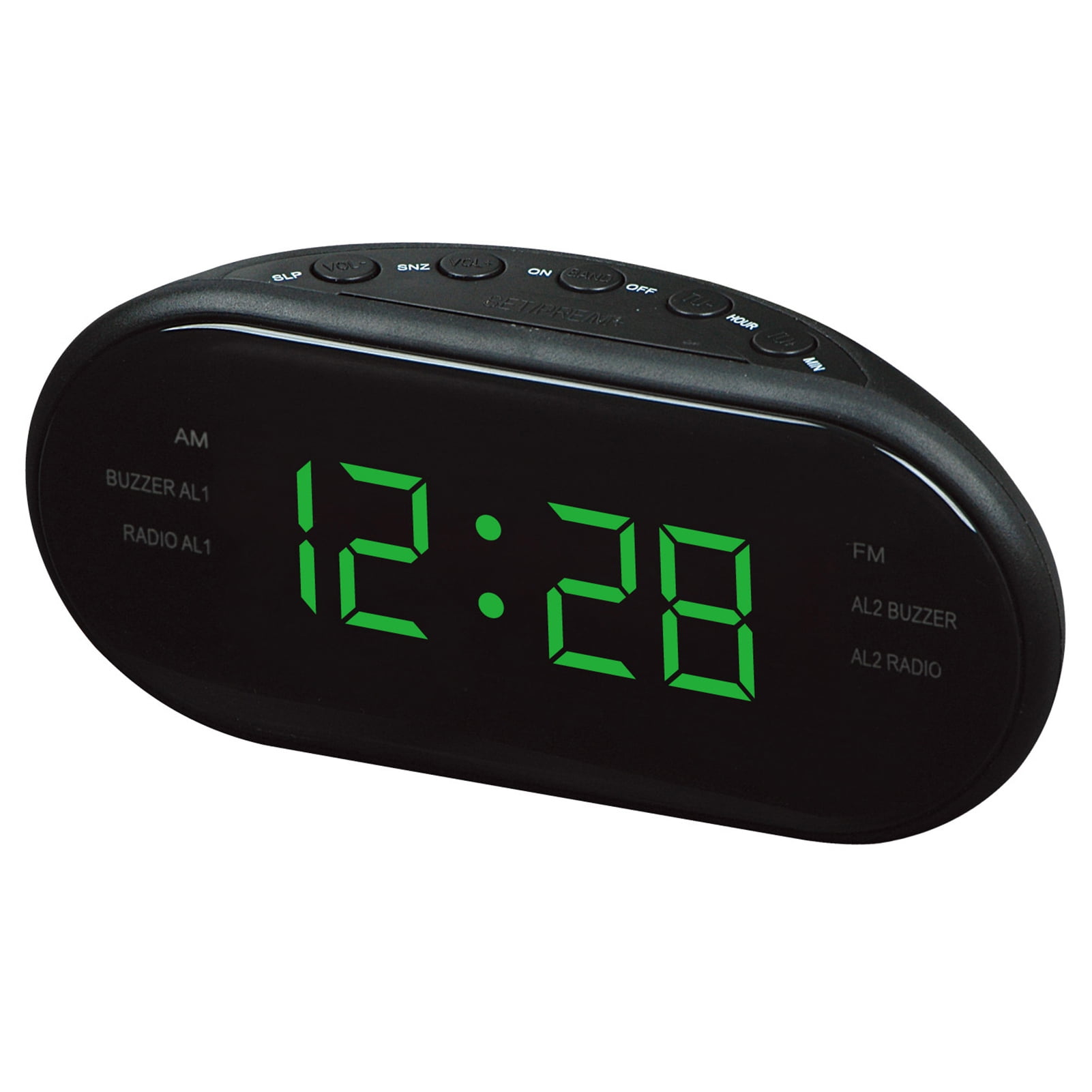 Washranp Electronic Digital Alarm Clock,Black Case with LED Radio Alarm ...