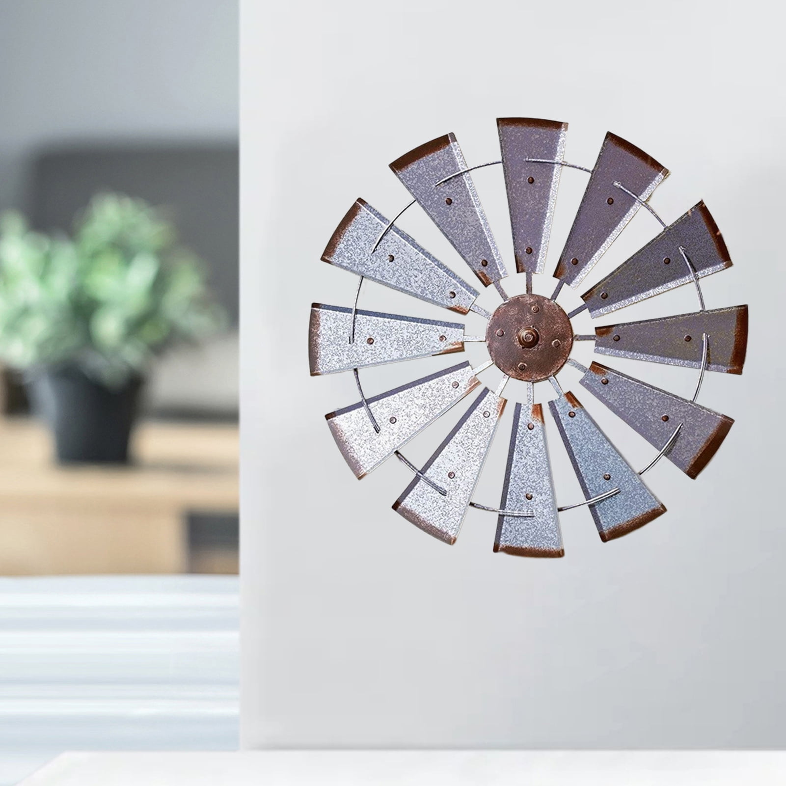 Washranp Farmhouse Windmill Wall Decor,Rustic Iron Hanging Art Ornament ...