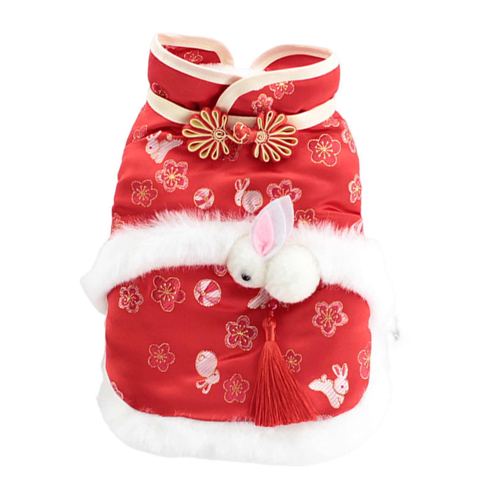 Washranp Floral Pet Winter Coat Chinese Style Tang Suit,Red Soft ...