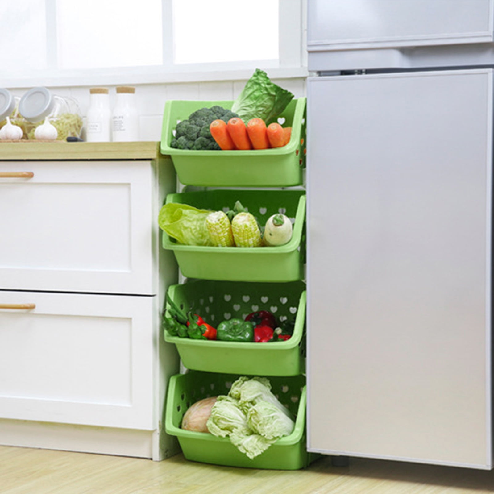 Washranp Fruit Vegetable Storage Basket,Stackable Hollow Out Organizer ...