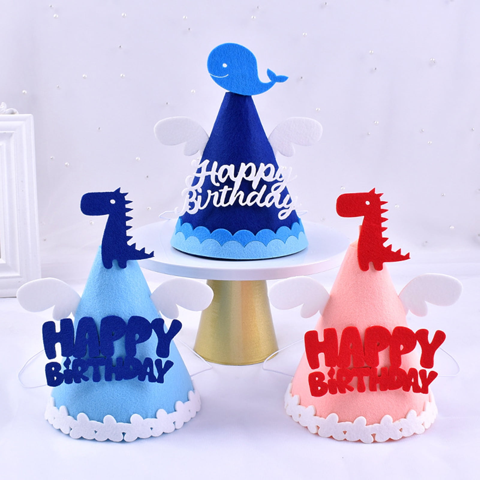 Washranp Happy Birthday Hat,Dinosaur Whales Pattern Cone Party Hat for ...