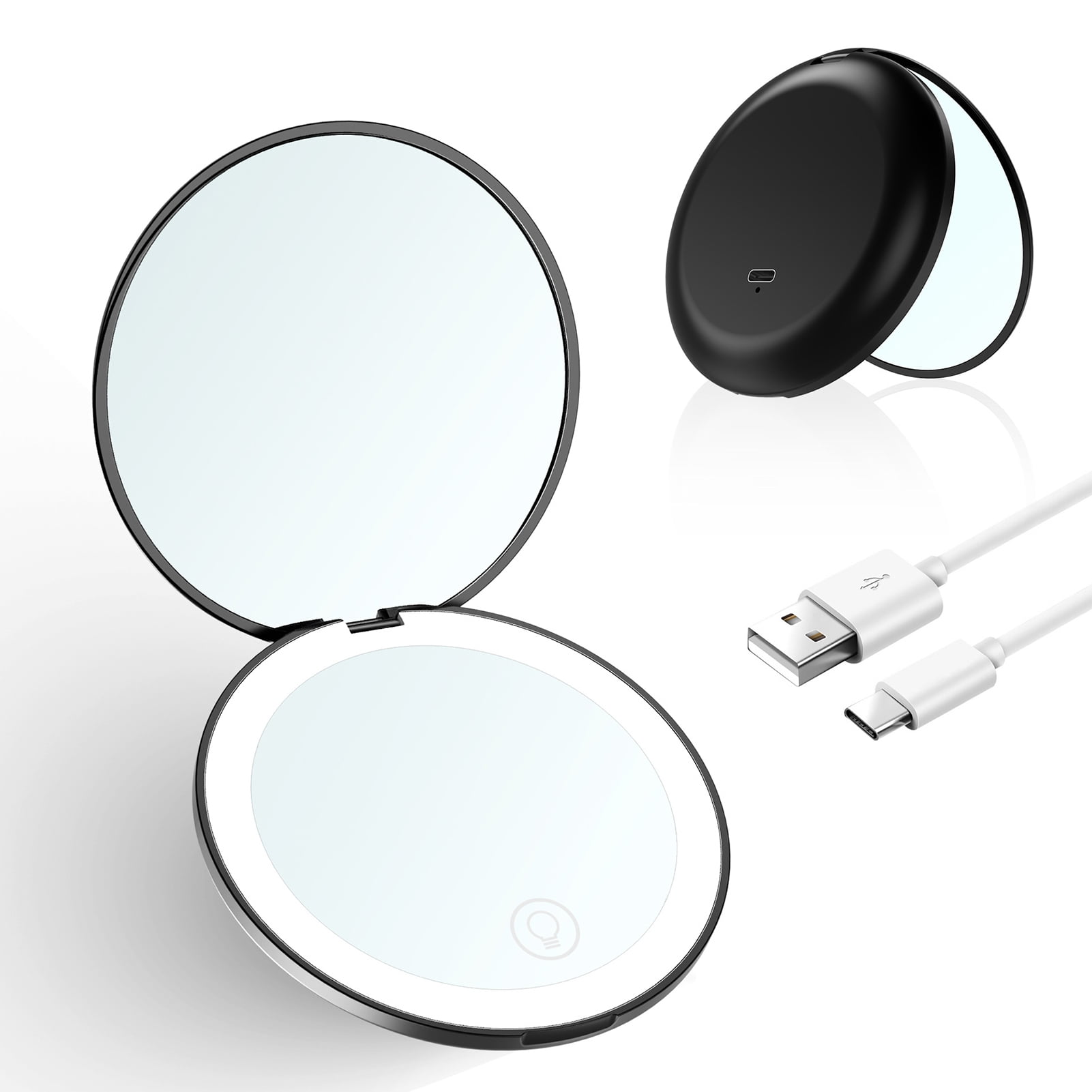 Washranp LED Travel Makeup Mirror,USB Rechargeable 10X ...