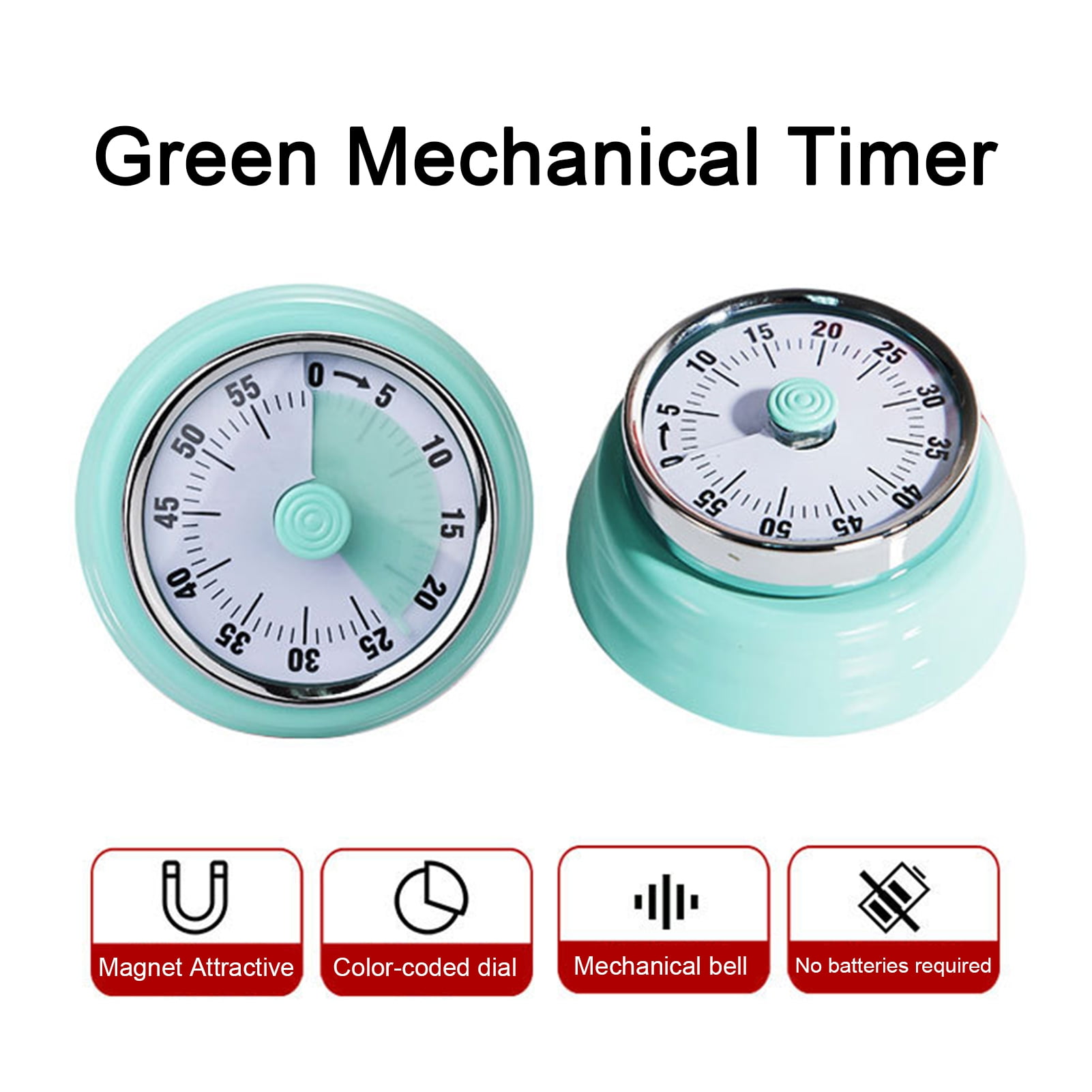 Washranp Manual Magnetic Kitchen Timer,Round 60-Minute Countdown Visual ...