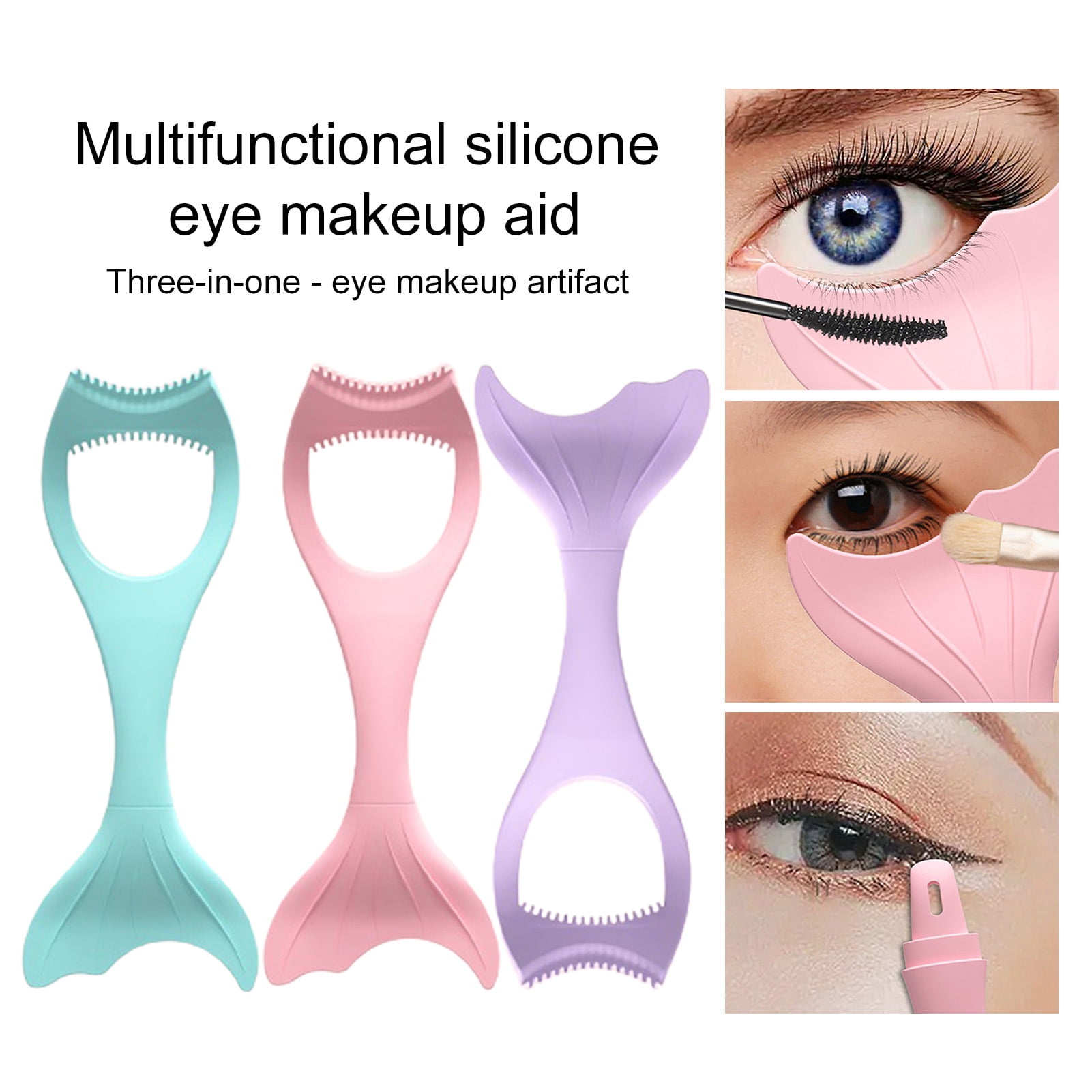 Washranp Reusable Eye Stencils Makeup Aid Tool,Silicone 3 in 1 Eyelash ...