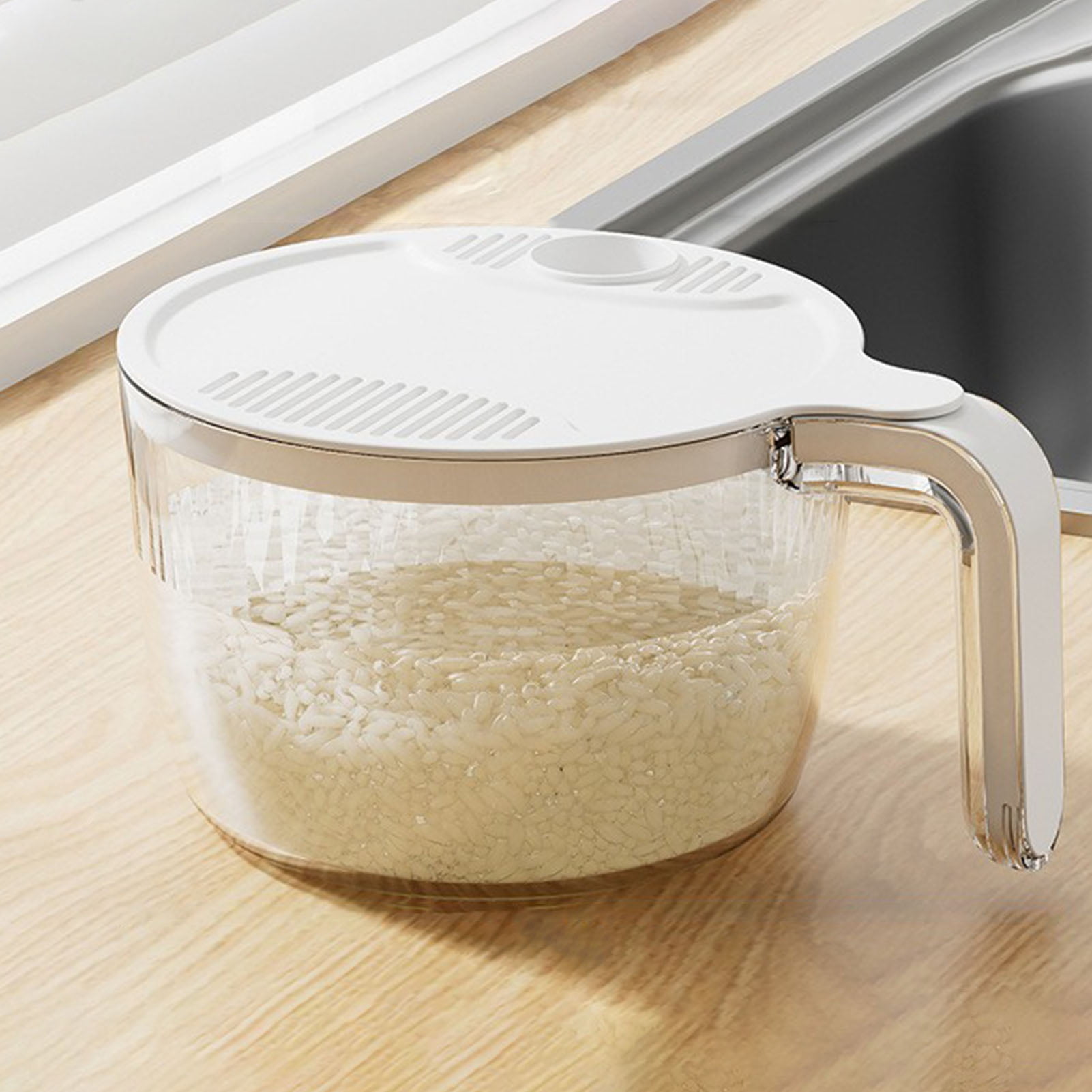 Washranp Rice Washer with Lid,Plastic Large Capacity Quinoa Grain Rice ...
