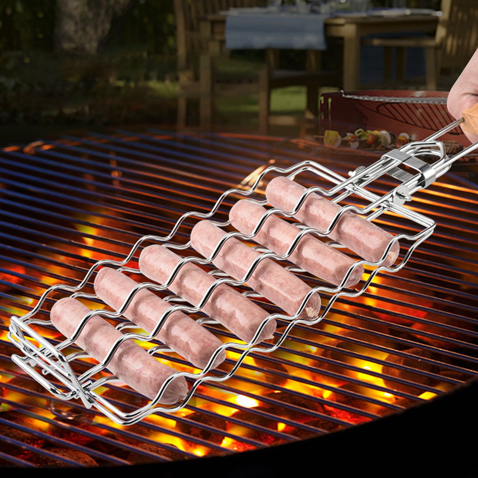 Washranp Sausage Griller Net Clips,Portable Foldable Stainless Steel ...