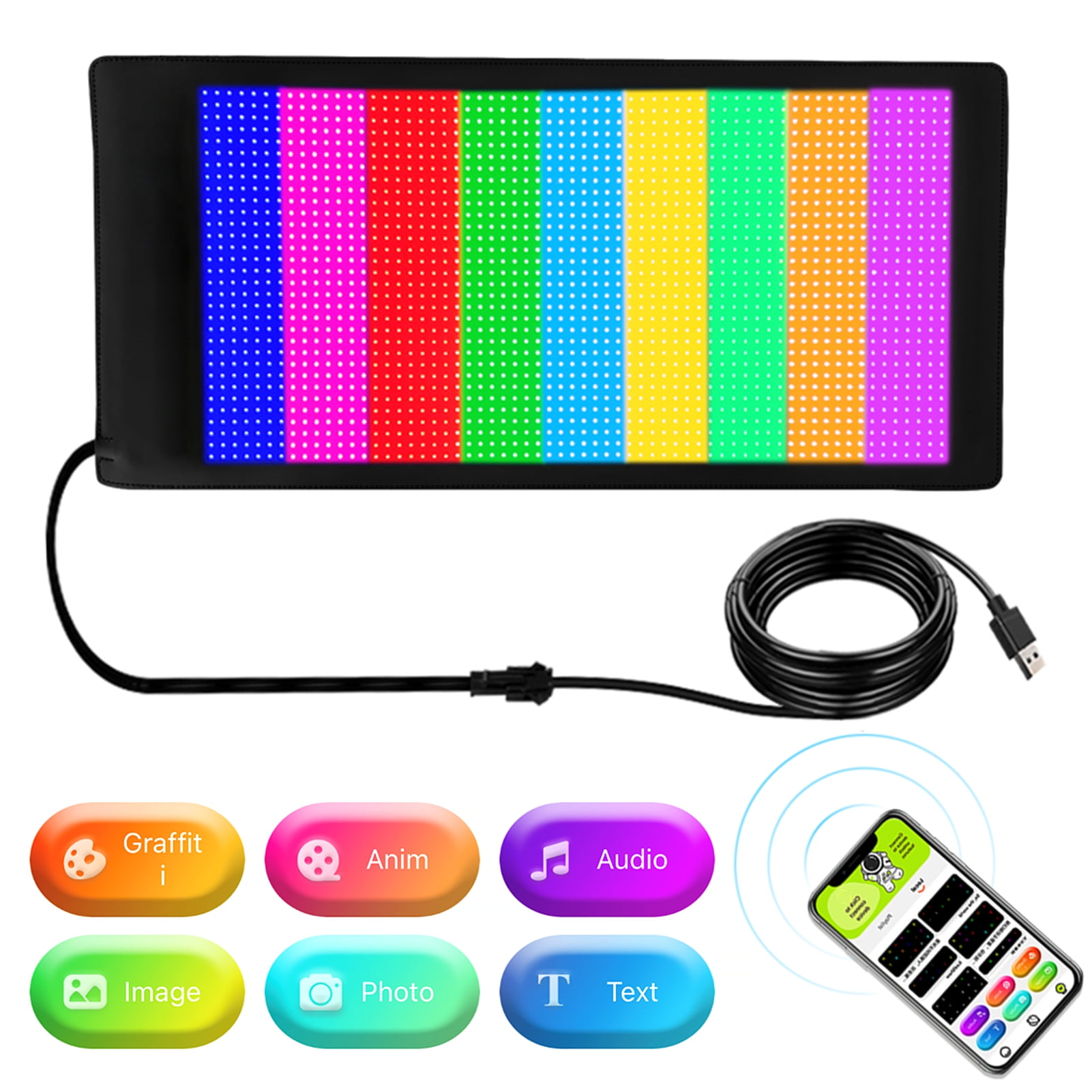Washranp Scrolling LED Sign,Flexible Business LED RGB Display Bluetooth ...