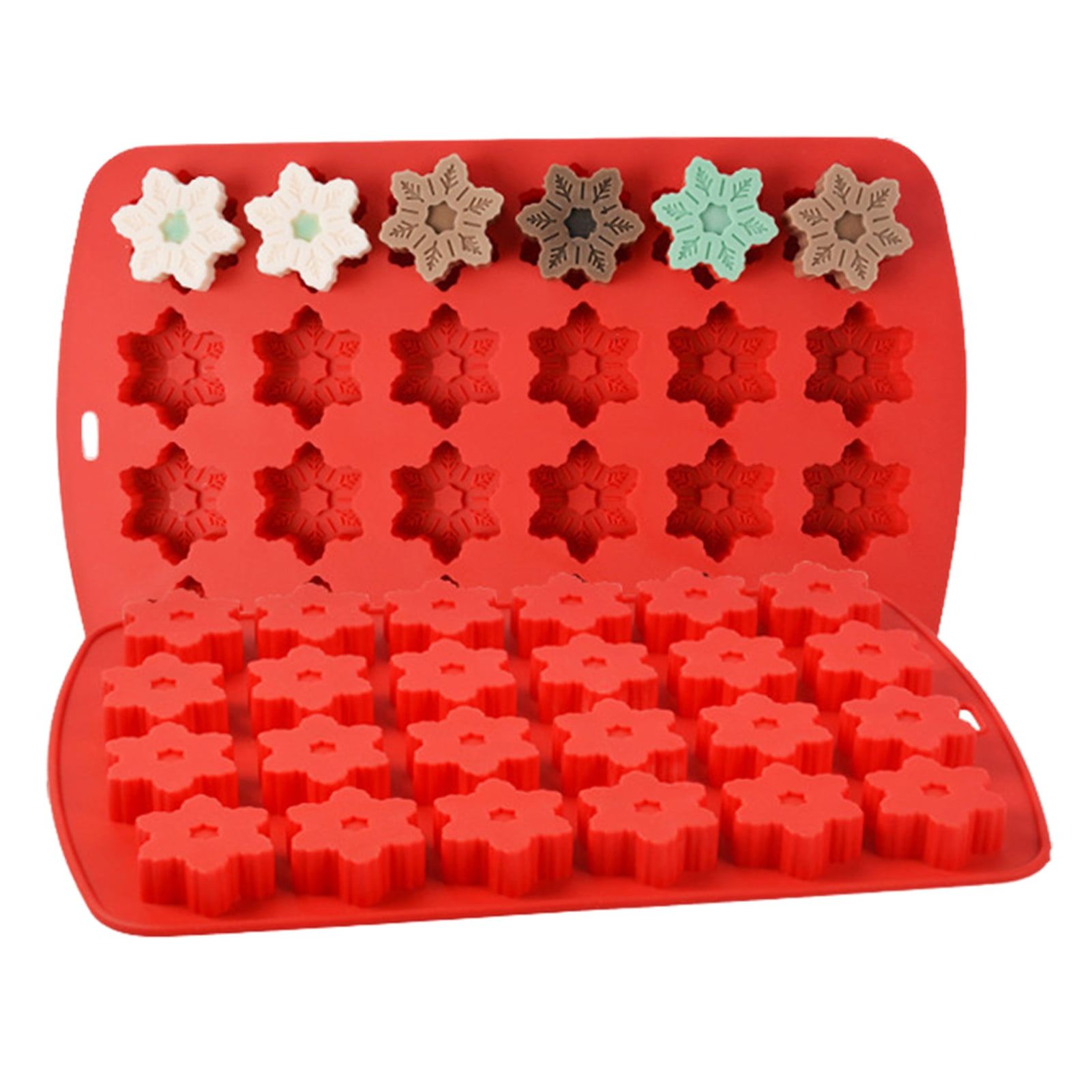 Washranp Silicone Christmas Chocolate Molds,24-Cavities Snowflake ...