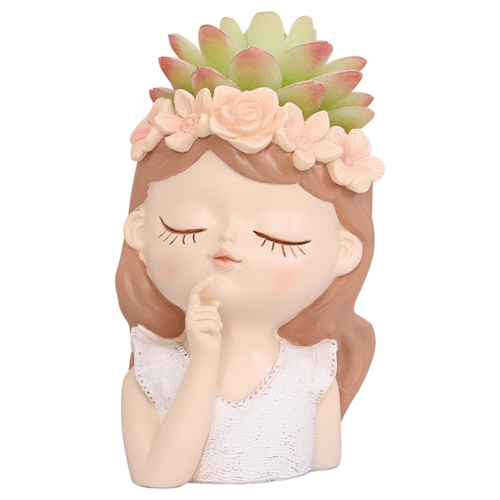 Washranp Small Fairy Head Planter,Resin Girl Face Flower Pot with ...