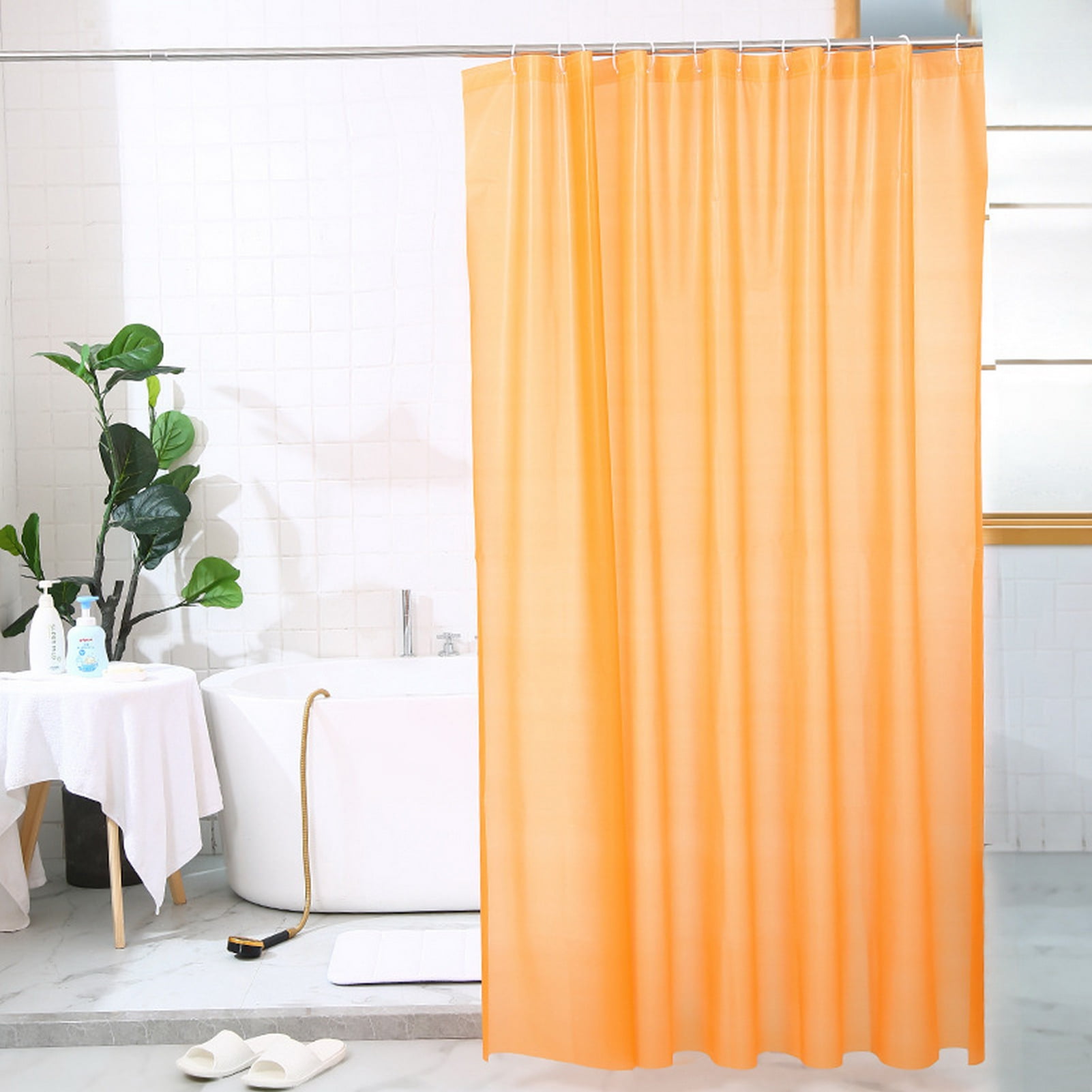 Washranp Solid Color Shower Curtain,Tear-resistant No Fading Snap Waterproof PEVA with Hook ...