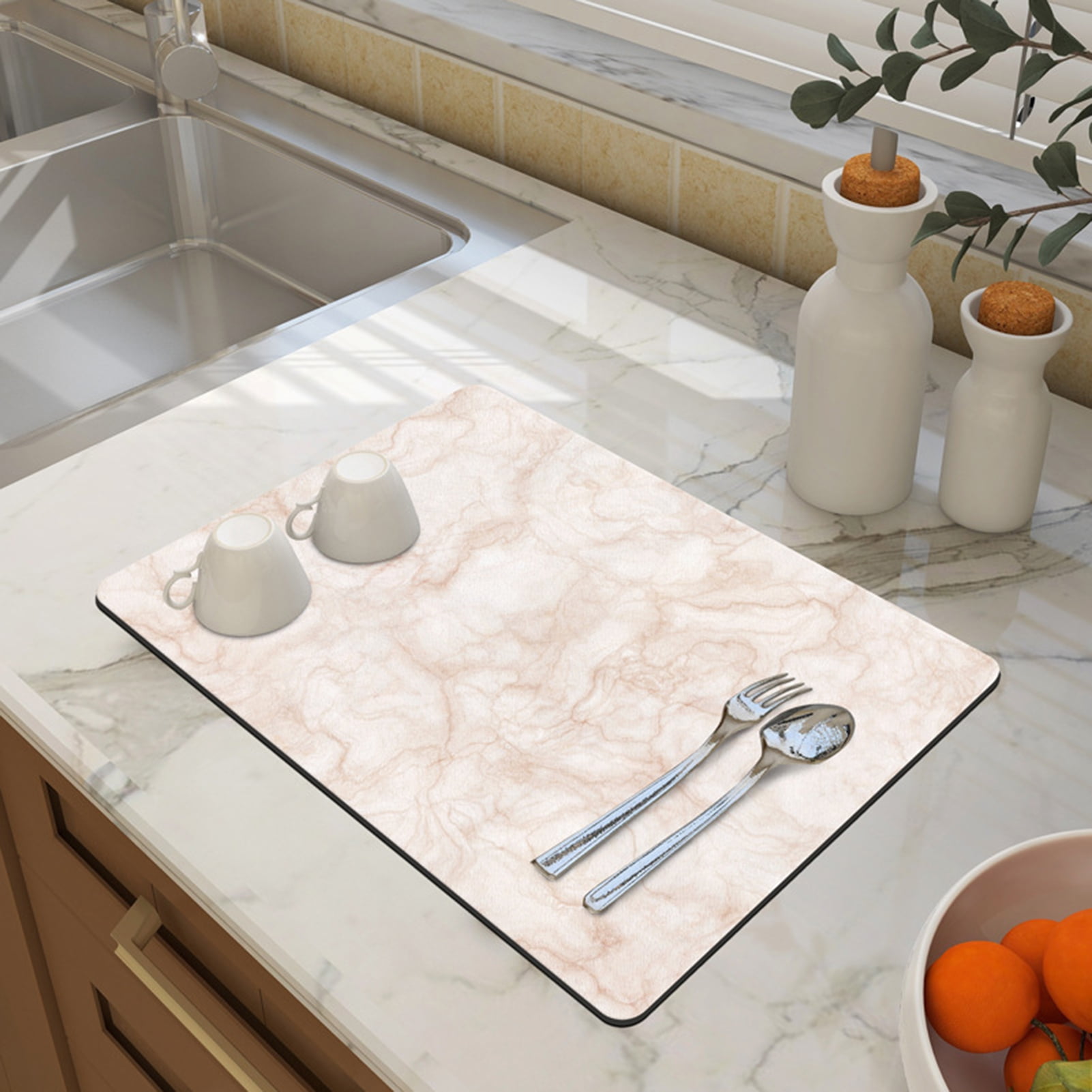 Washranp Table Draining Mat,PVC Heat Resistance Non-slip Bottom Marble ...