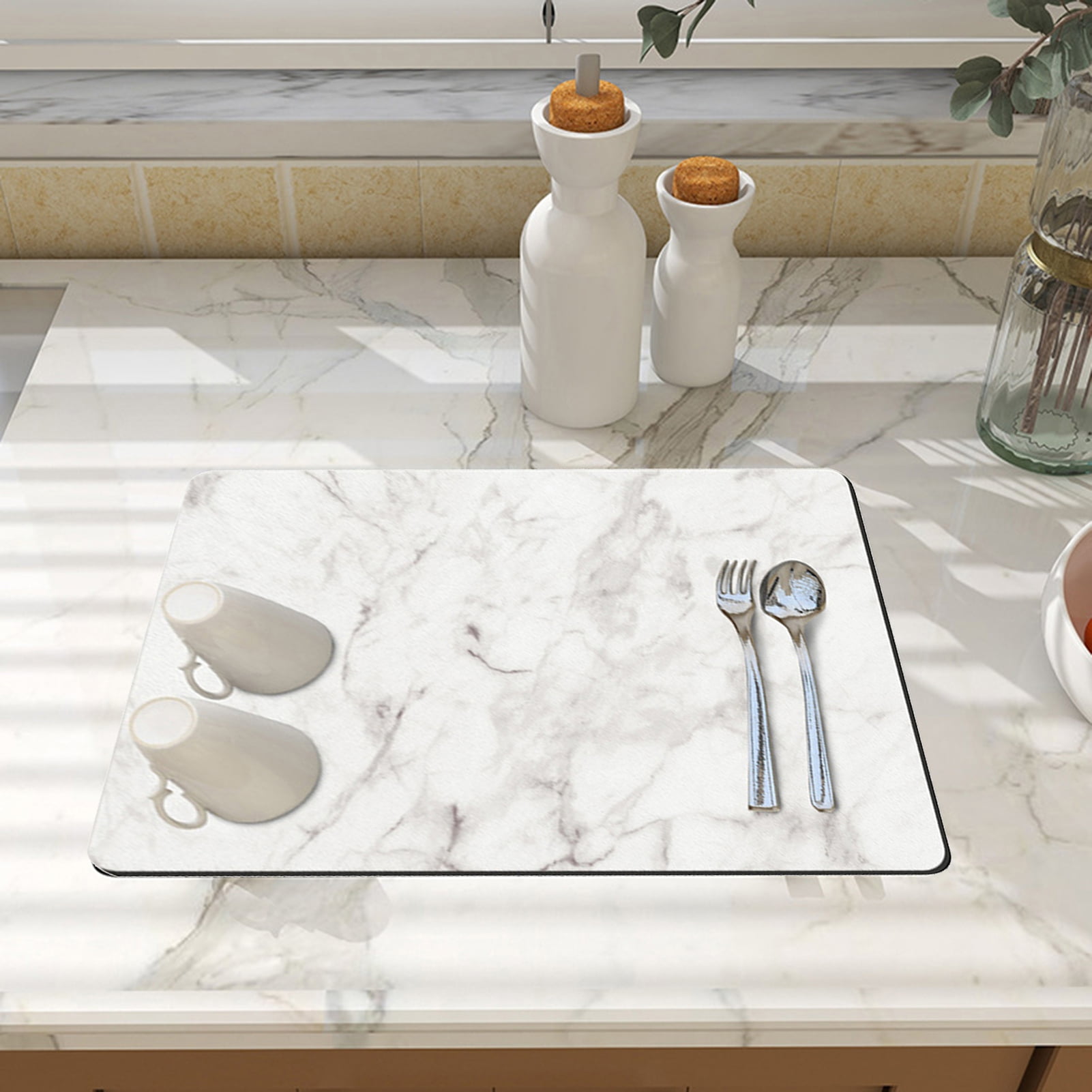 Washranp Table Draining Mat,PVC Heat Resistance Non-slip Bottom Marble ...