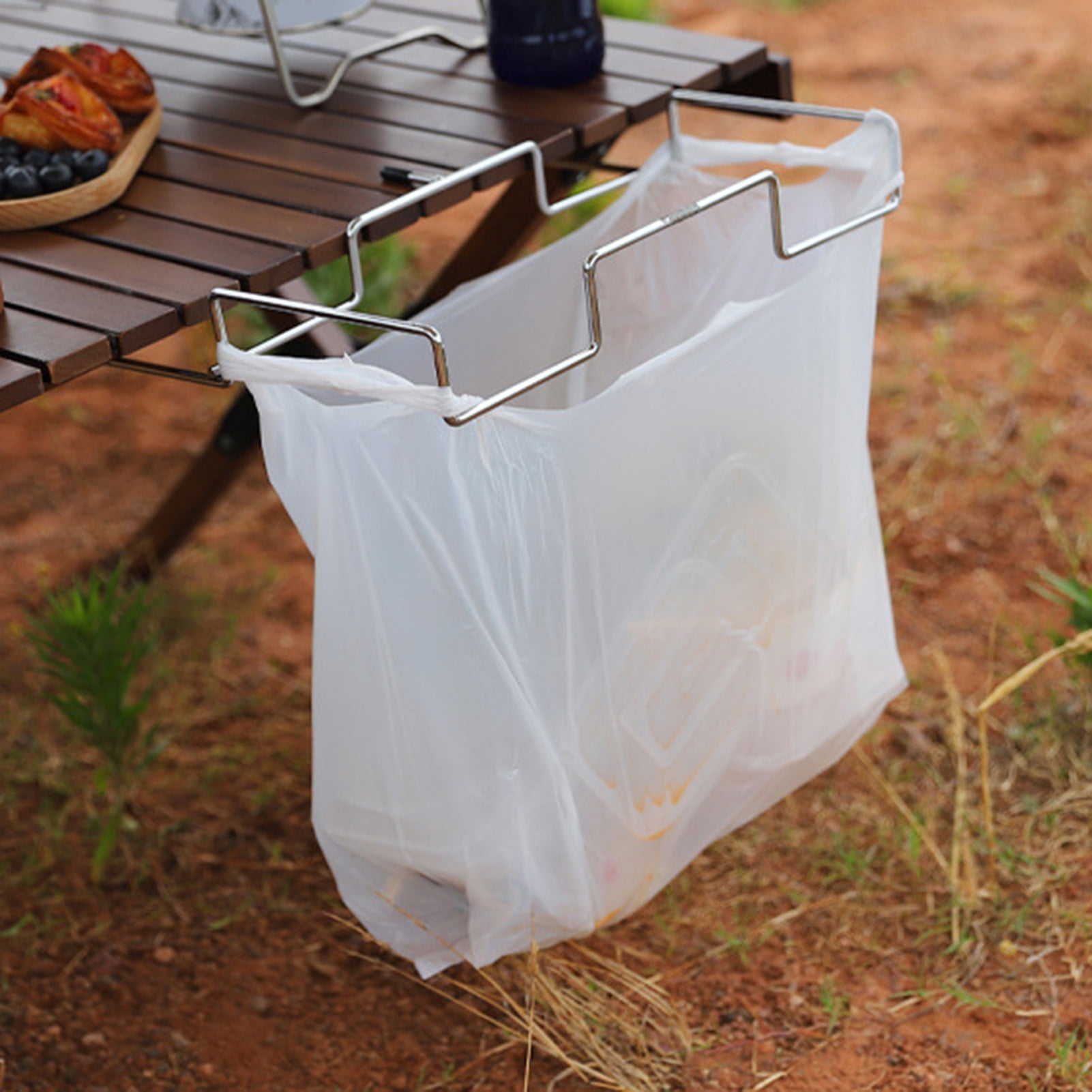 Washranp Table Trash Bag Holder,Portable Stainless Steel Trash Can ...