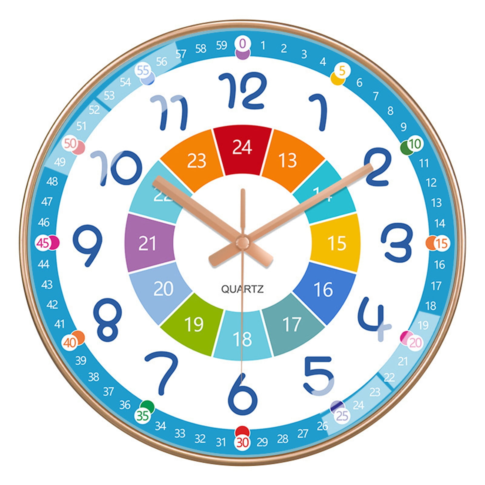 Washranp Wall Clock,Colorful Learning Clock Silent Analogue Telling ...