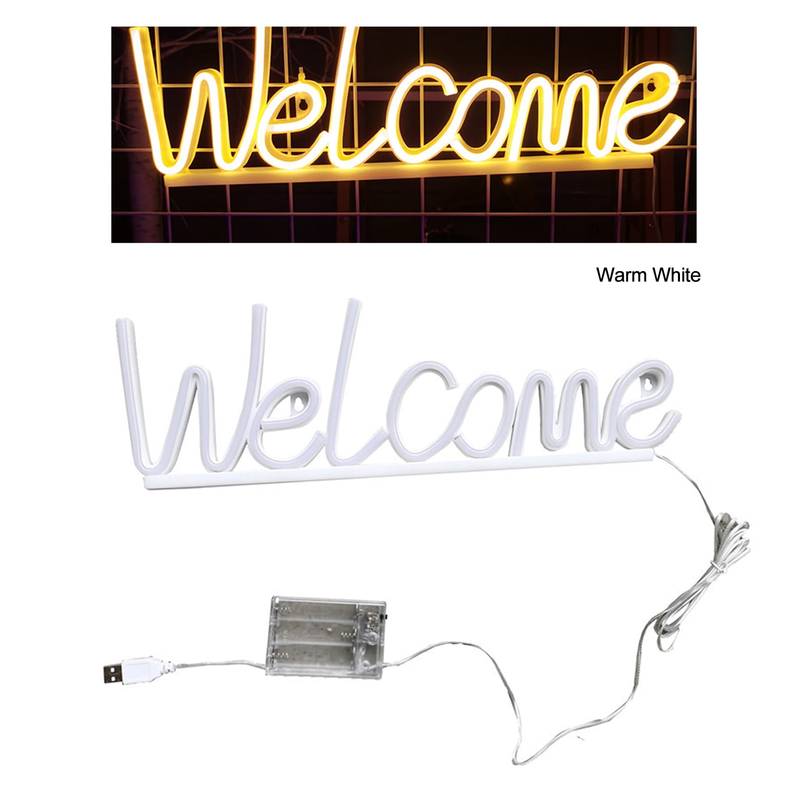 Washranp Welcome Neon Sign,Plastic Welcome Letter Wall Art Light Up ...