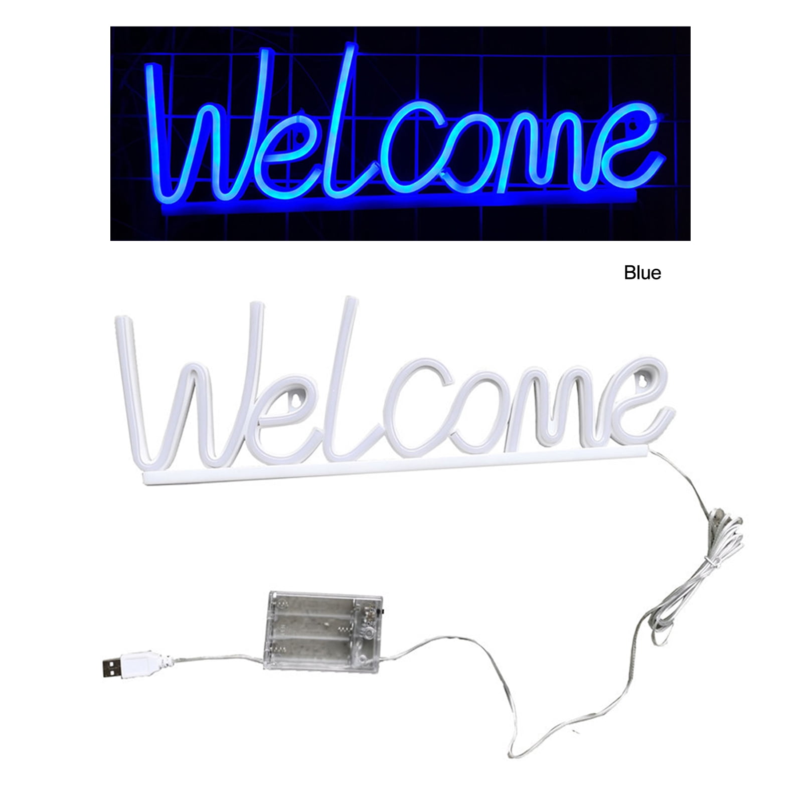Washranp Welcome Neon Sign,Plastic Welcome Letter Wall Art Light Up ...