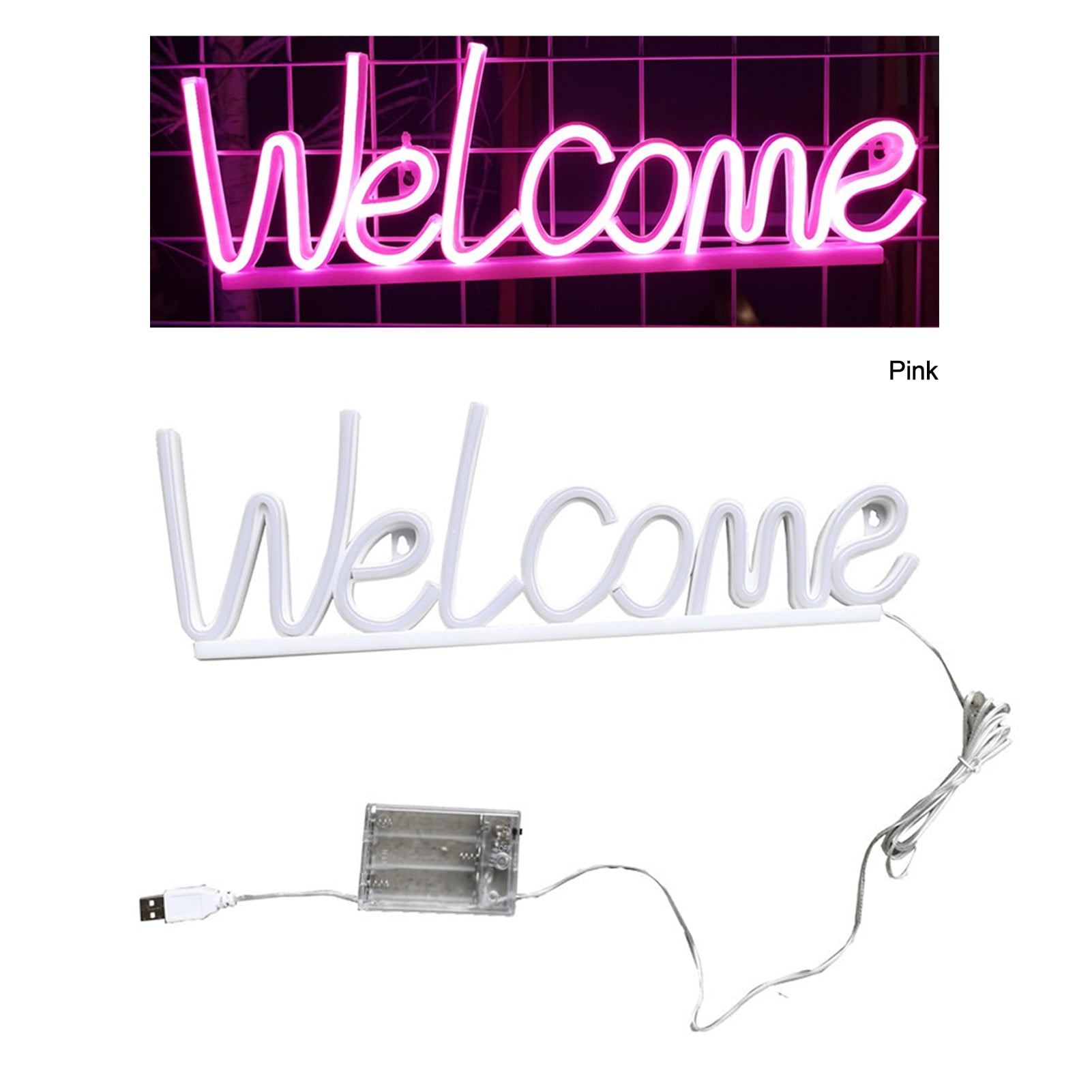 Washranp Welcome Neon Sign,Plastic Welcome Letter Wall Art Light Up ...