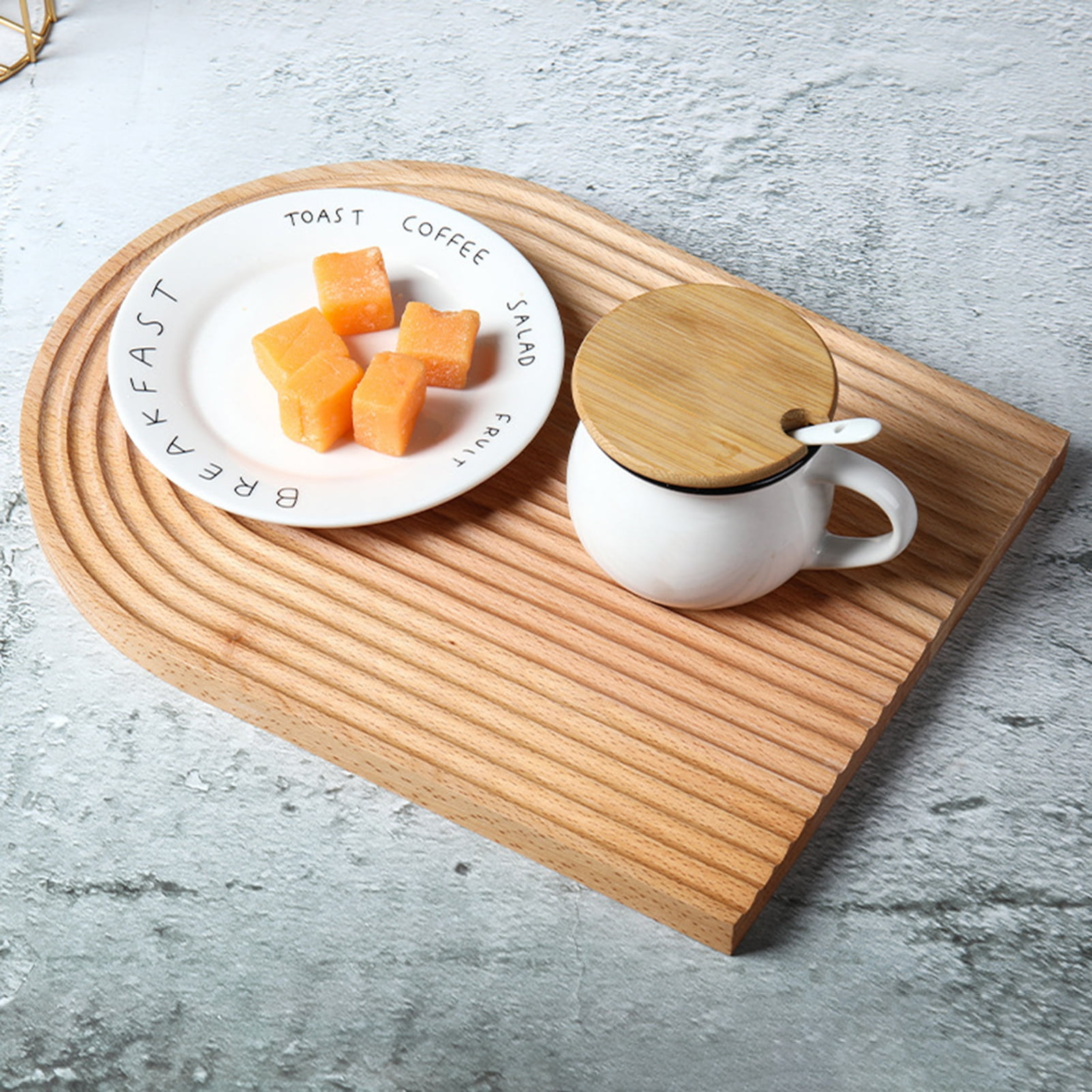 Washranp Wood Breadboard Tray,Multifunctional Wave Arched Shape Tea ...