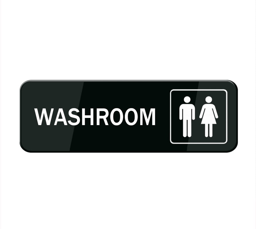 Washroom Sign, 10 X 3 Inch Acrylic Plastic Sign With Symbols, Self ...