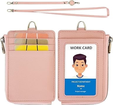 Wason Badge Holder Card Wallet Real Leather with Zipper, Detachable ...