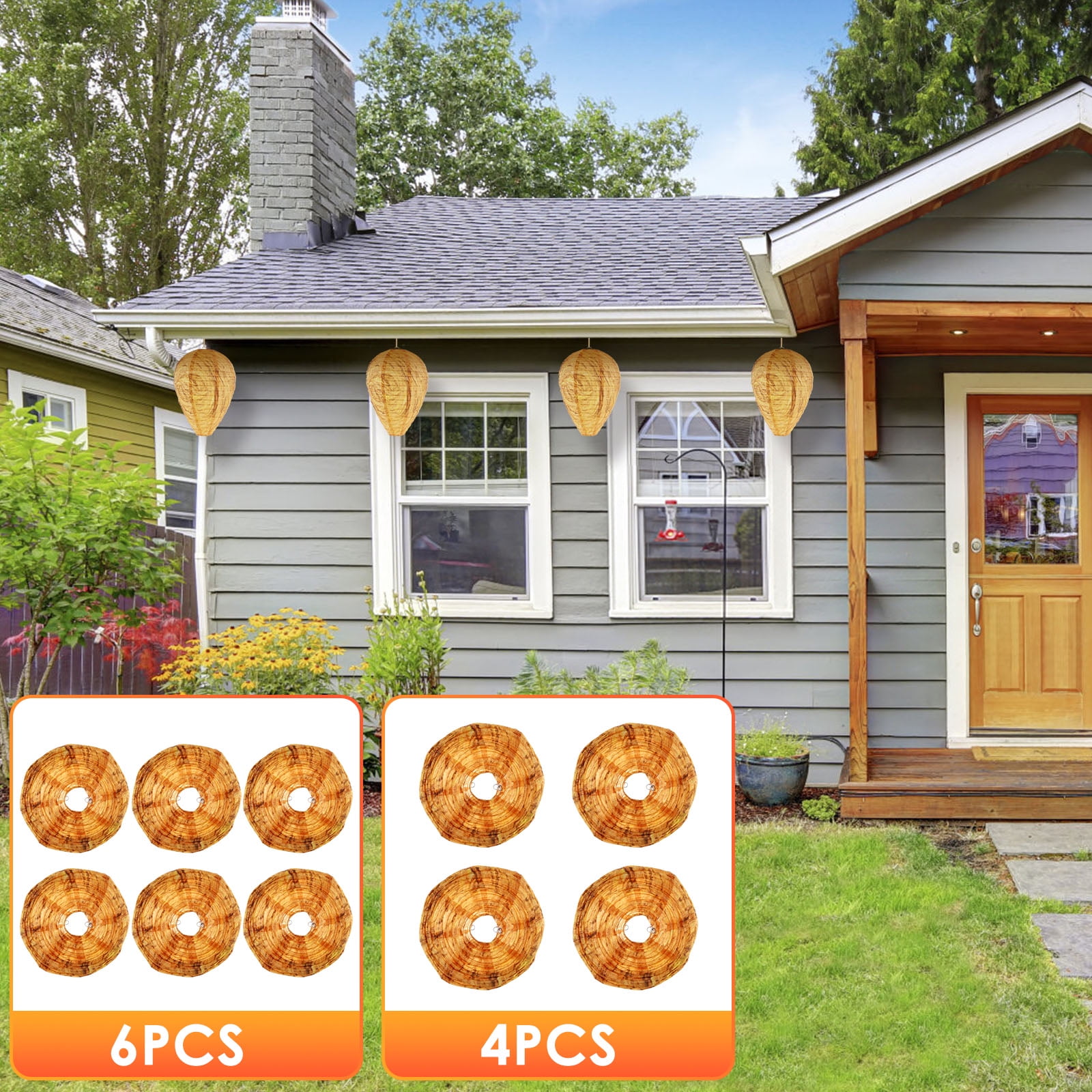 Eummy Wasp Nest Decoy, 4 Pack, Hanging Fake Wasp Nest, Waterproof ...