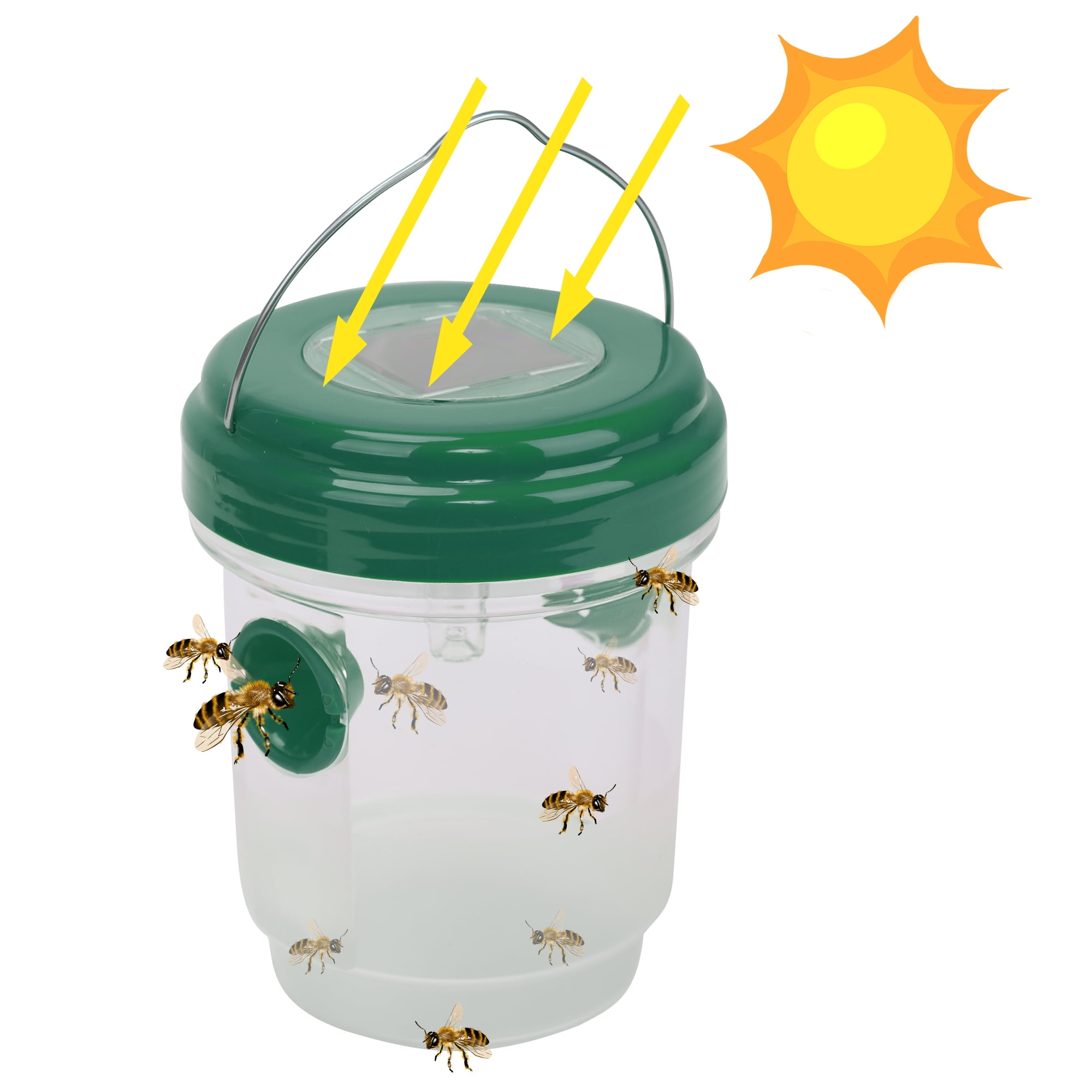 Wasp Trap Solar Powered Bee Trap Reusable Outdoor Hanging Fly Traps ...