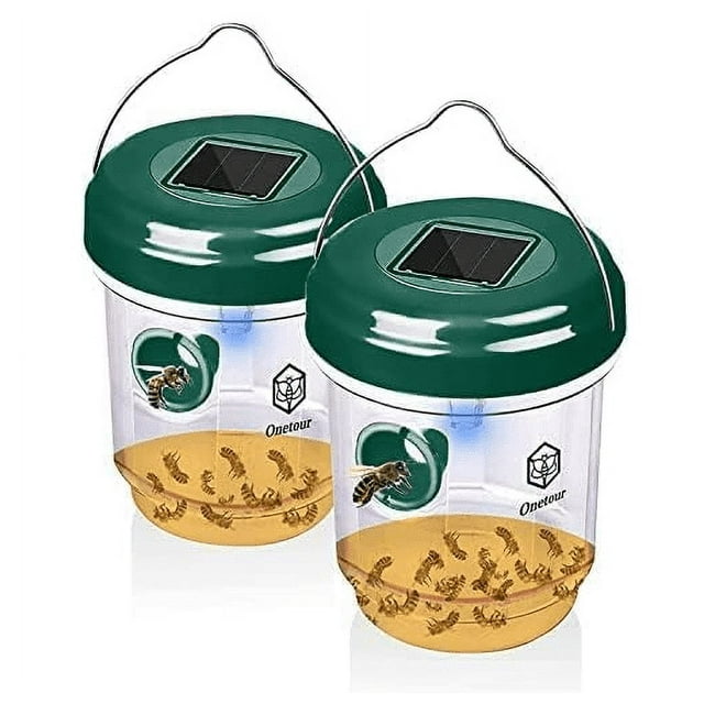 Wasp Traps Outdoor Hanging 2 Packs,Solar Powered Bee Baits for Outside ...