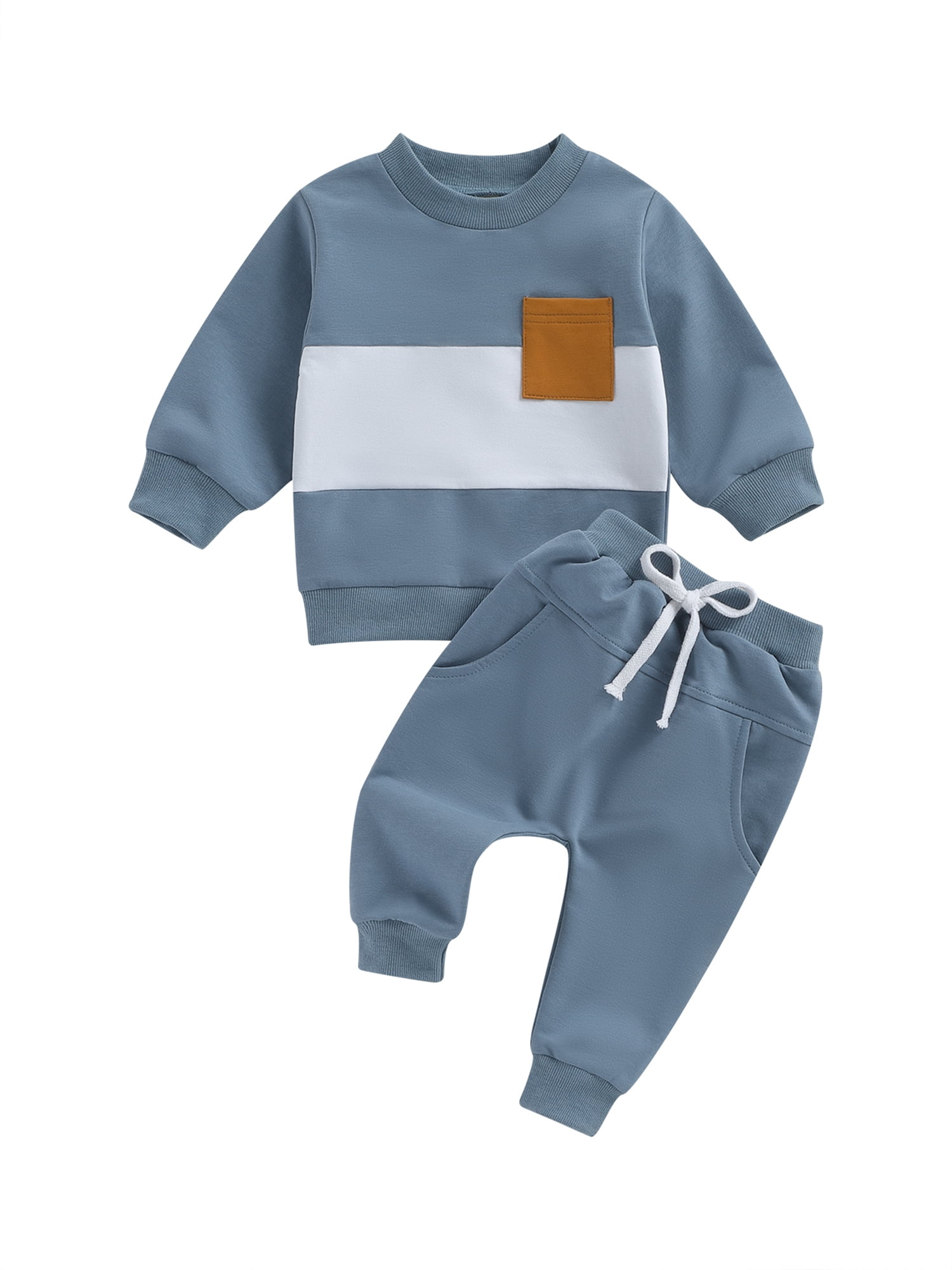 Wassery 2PCS Toddler Baby Boys Clothes Crew Neck Long Sleeve Contrast ...