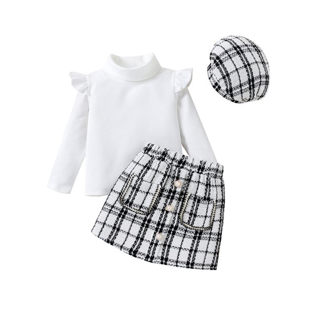 Wassery 3Pcs Kid Girl Fall Outfit 2-7 Years Little Girls Elegant ...