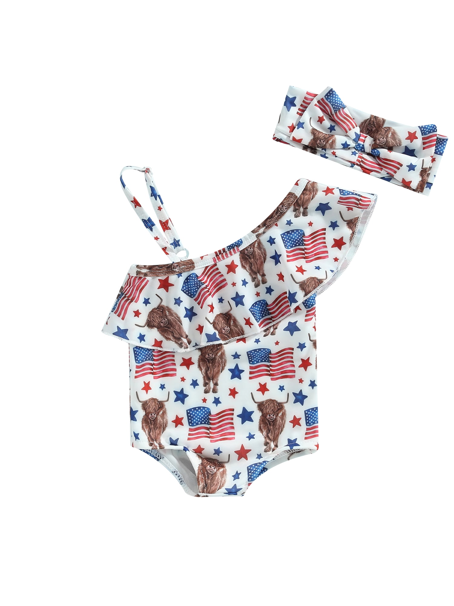 Wassery 4th of July Infant Baby Girl Swimsuits Outfits Summer Cow Head ...
