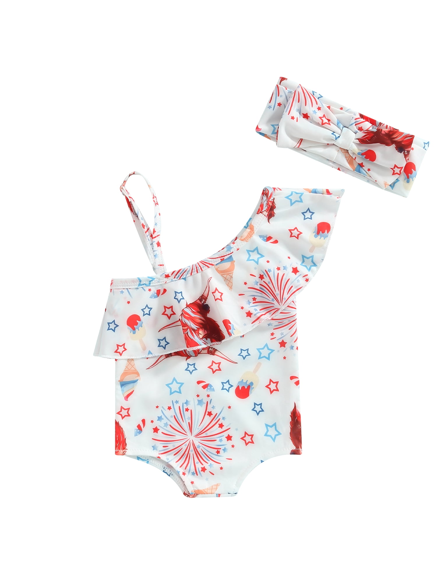 Wassery 4th of July Infant Baby Girl Swimsuits Outfits Summer Cow Head ...