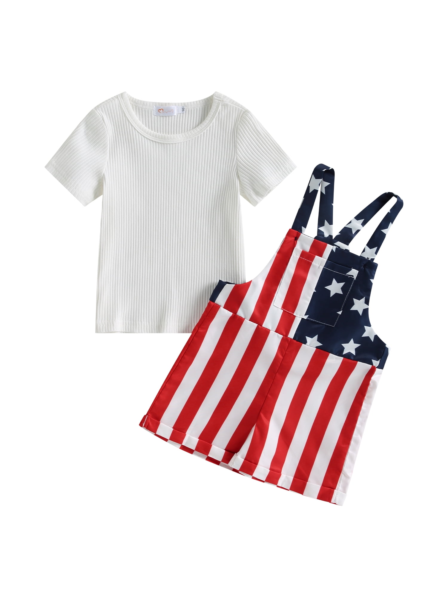 Wassery 4th of July Kids Girls Independence Day Outfits Short Sleeve ...
