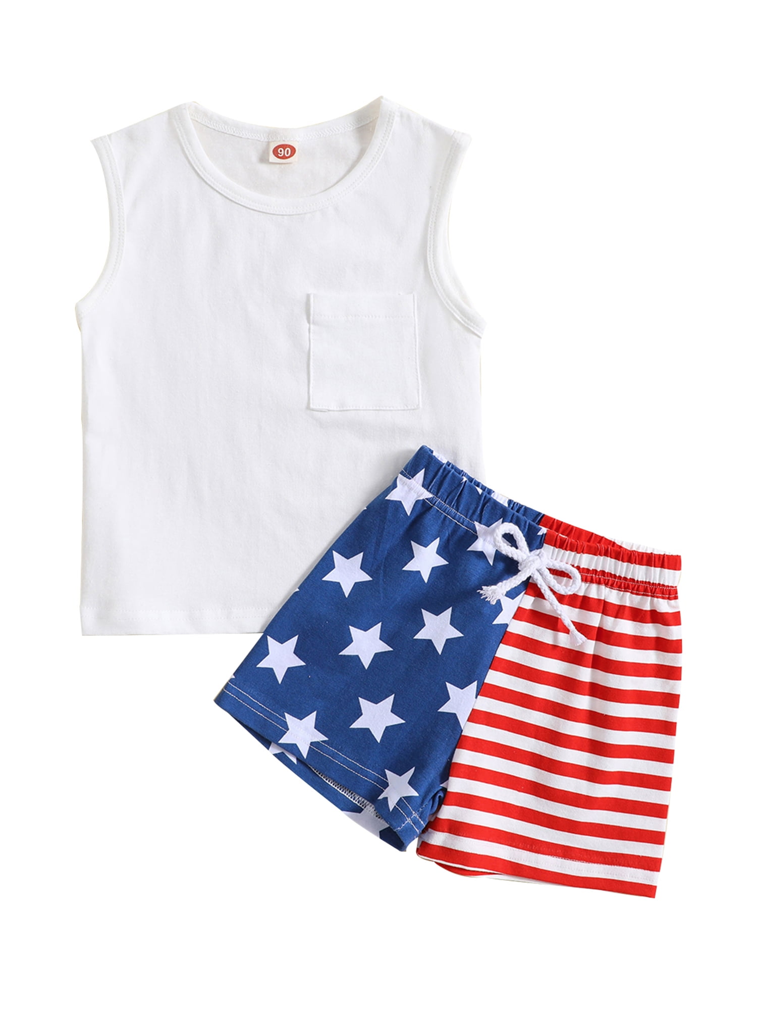 Wassery 4th of July Toddler Boys Independence Day Clothes Sleeveless ...