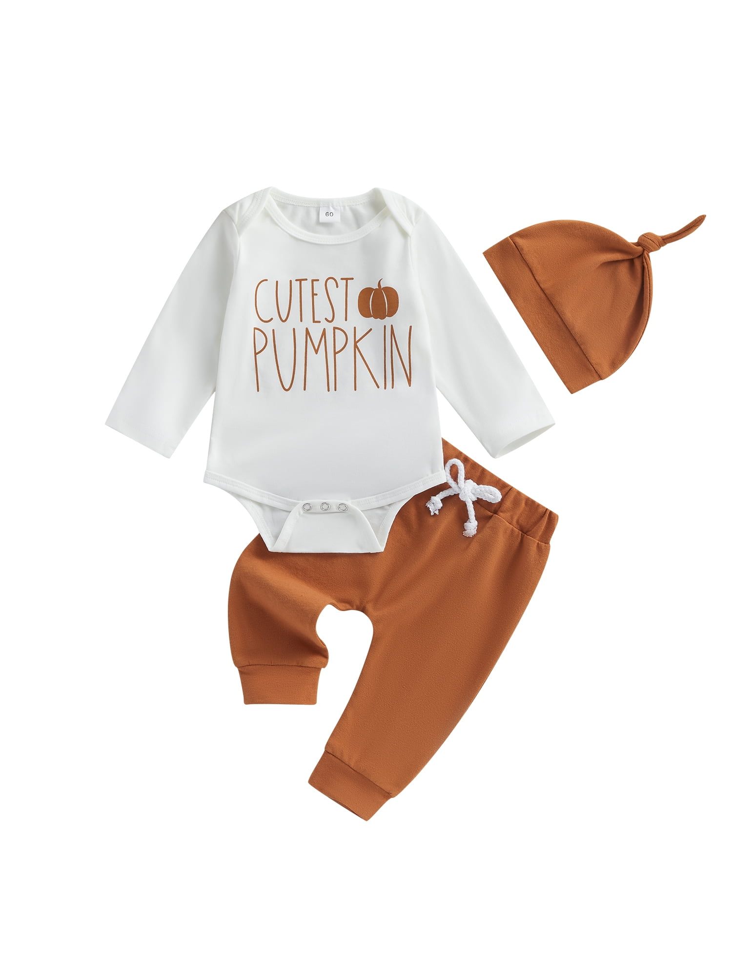Wassery Baby Boy Halloween Clothes Set 3 6 12 Months Newborn Boys Pumpkin Print Long Sleeve Crew ...