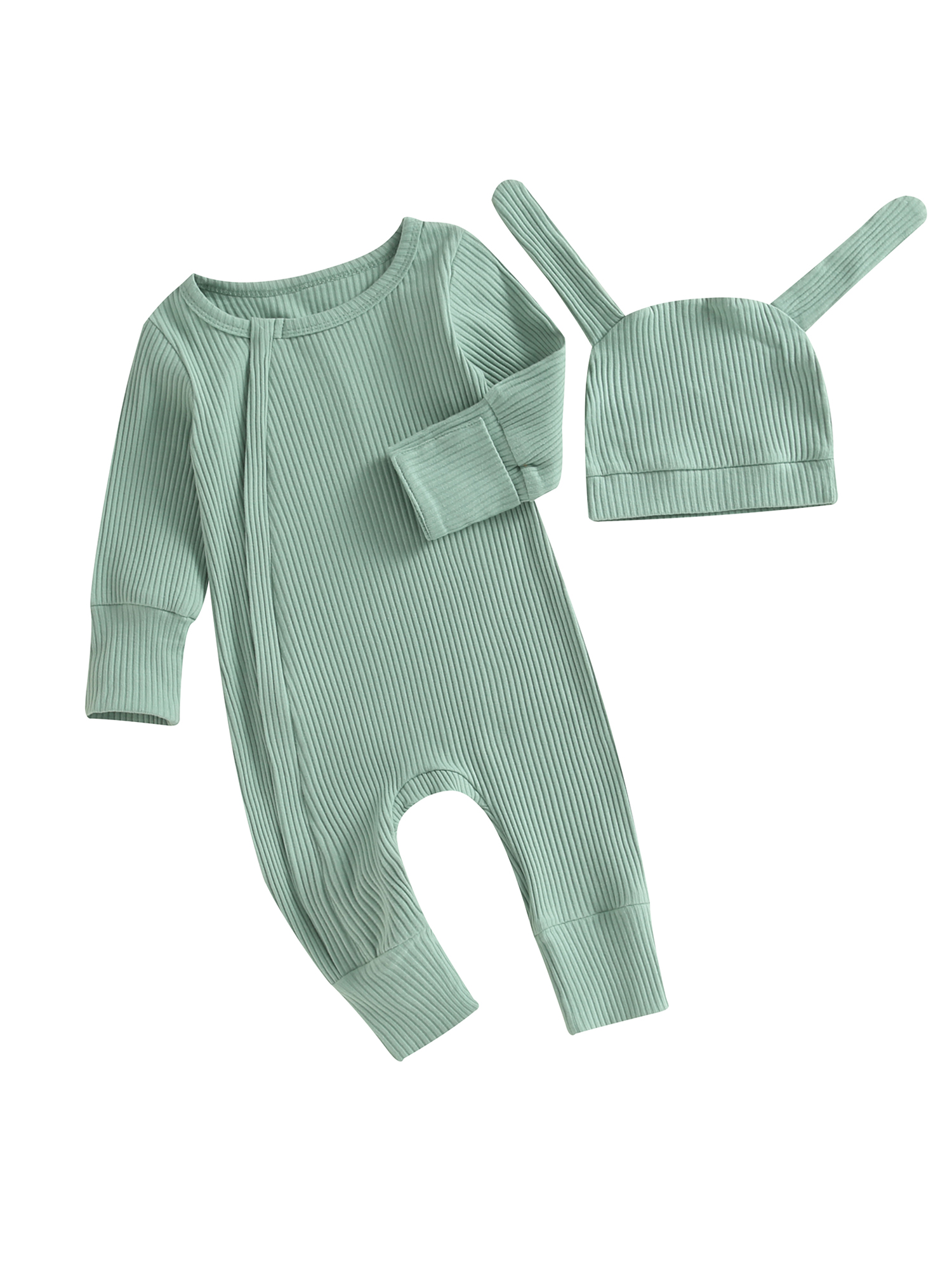 Wassery Baby Boy Jumpsuit Long Sleeve Zip Up Ribbed Romper Overalls ...