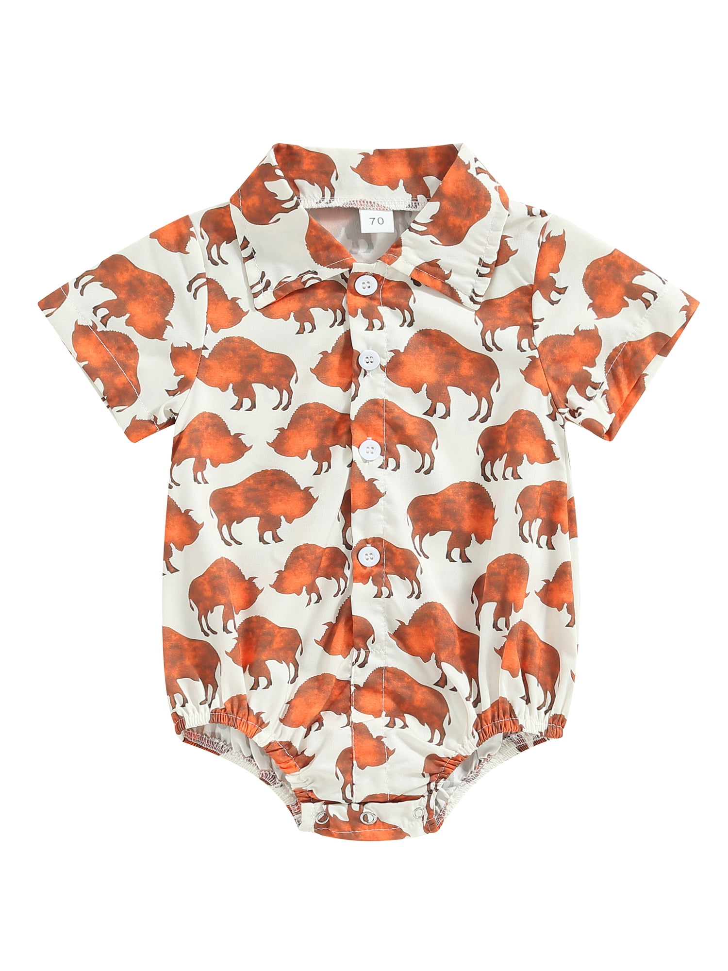 Wassery Baby Boy Summer Romper Shirt 3 6 12 18 Months Infant Boys Short Sleeve Button Down Cow ...