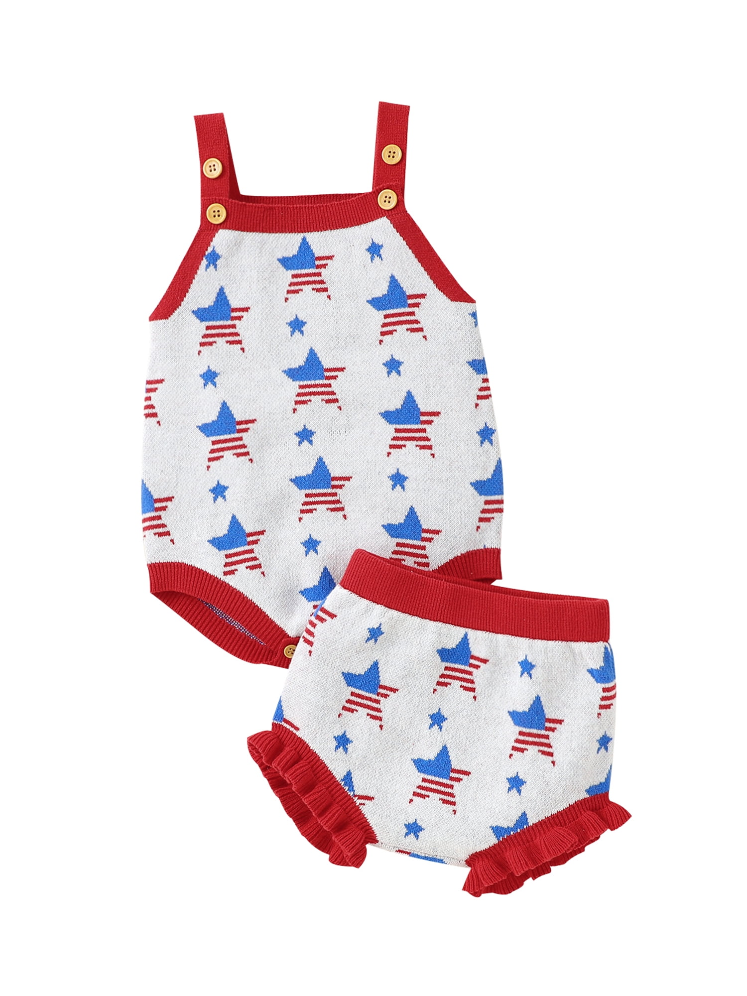 Wassery Baby Boys Girls 4th of July Outfits Knitting Sleeveless Star ...