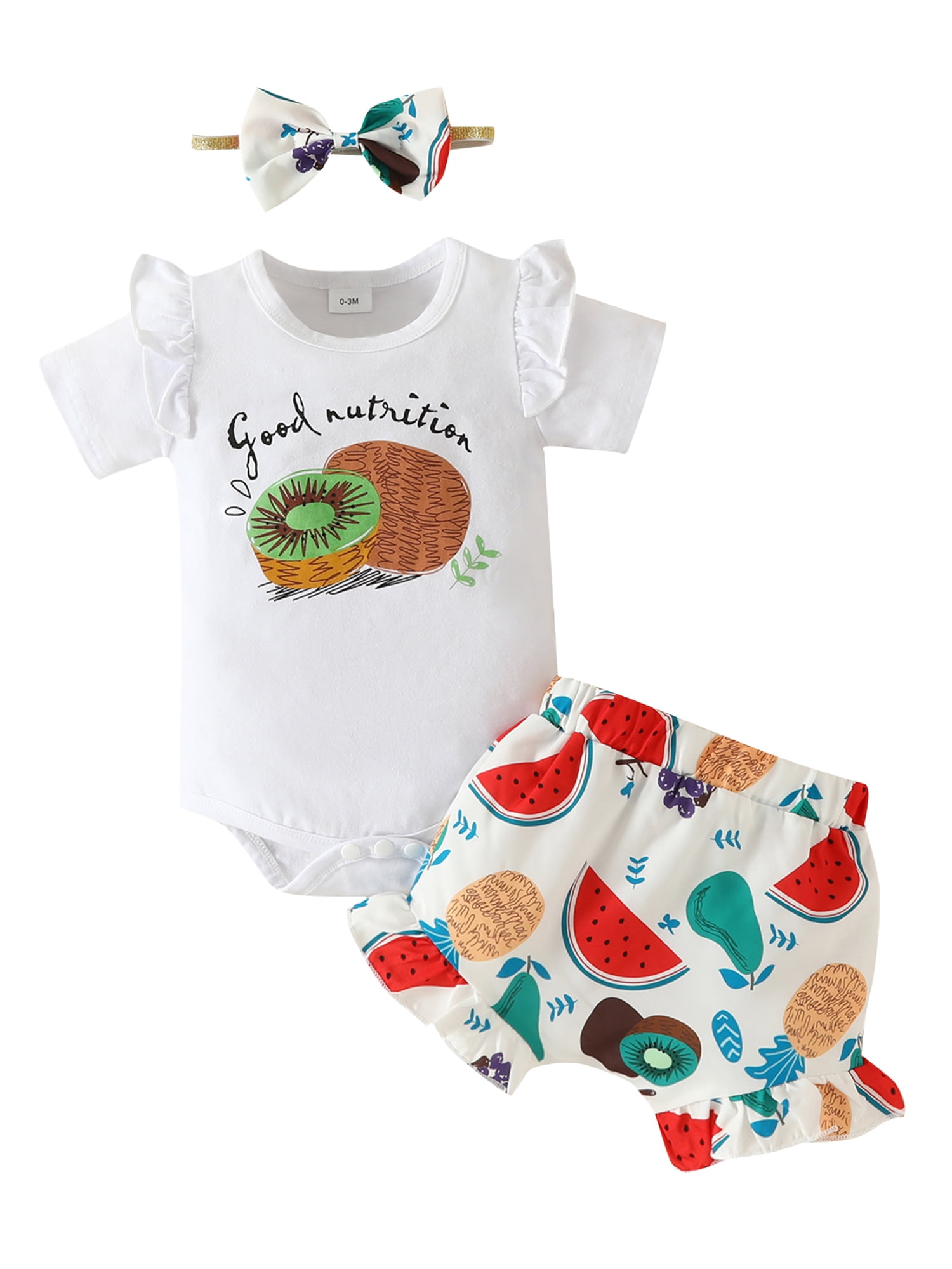 Wassery Baby Girl Clothes Set 3 6 9 12 18 Months Infant Girls Letter Strawberry/Kiwifruit Print ...
