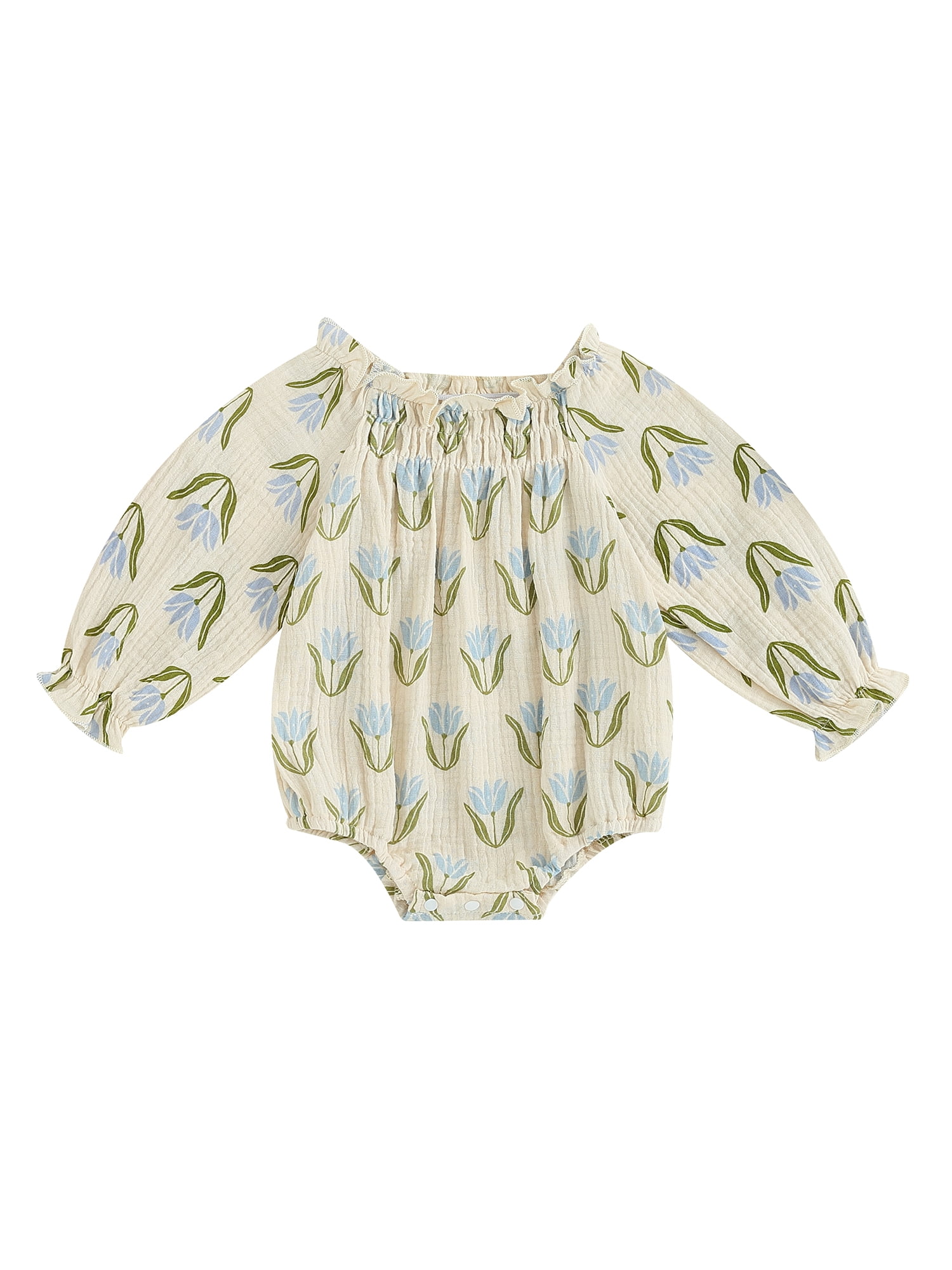 Wassery Baby Girl Fall Romper Long Sleeve Off Shoulder Floral Print ...