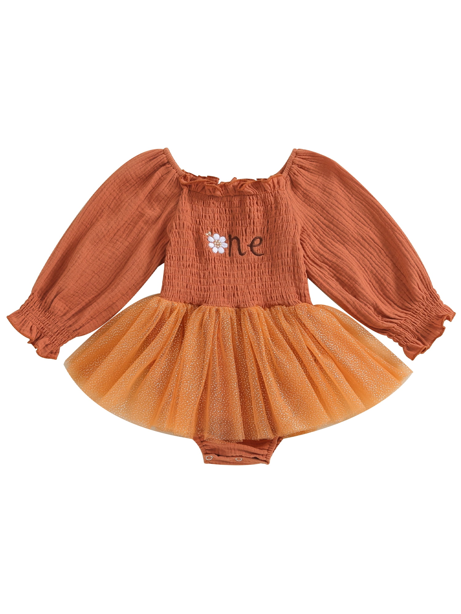 Wassery Baby Girl Rompers Dress 6M 12M 18M 24M Newborn Girls Rainbow/Letter/Flower Embroidery ...