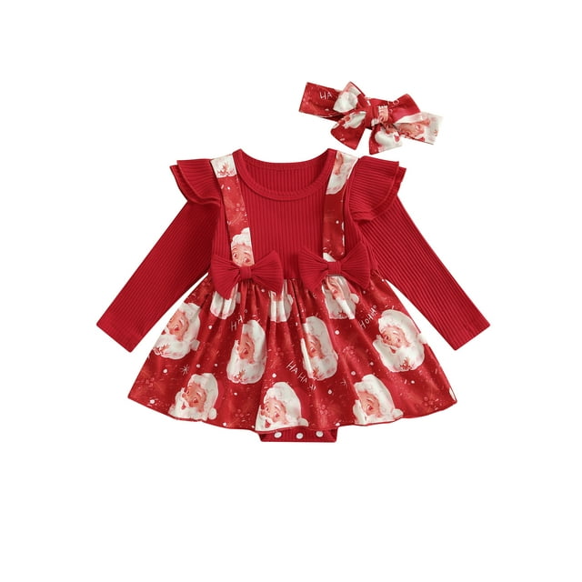 Wassery Baby Girls Christmas Outfit Clothes 3M 6M 12M 18M Infant Girls Long Sleeve Flower/Santa ...