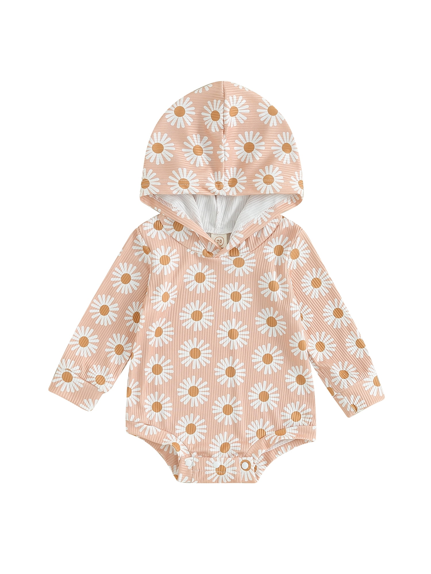 Wassery Baby Girls Fall Bodysuits Long Sleeve Flower Print Hooded ...